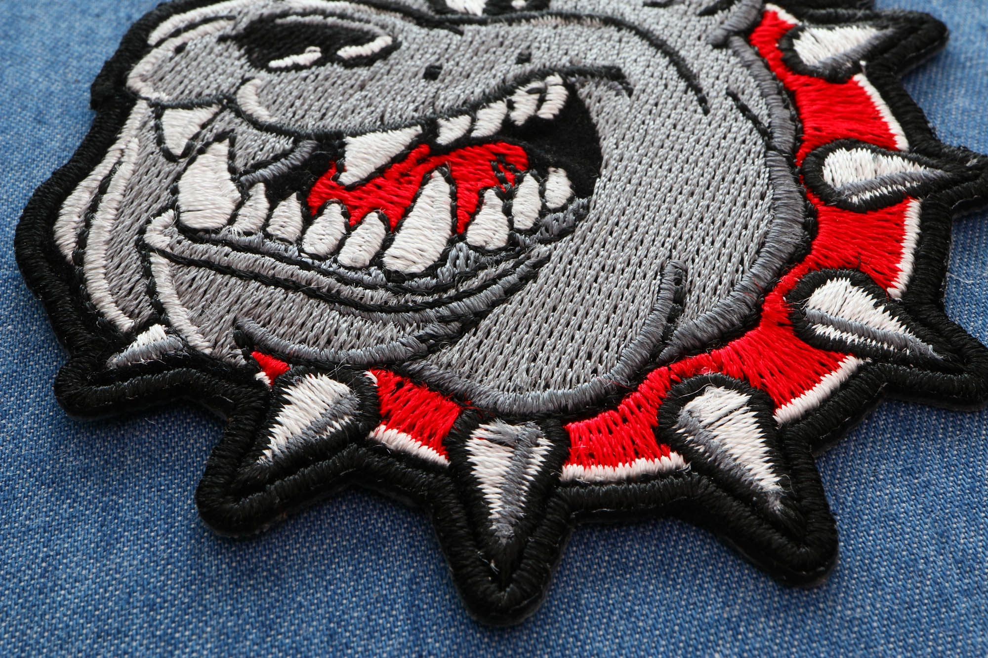 Bulldog Red Collar Iron on Patch by Ivamis Patches
