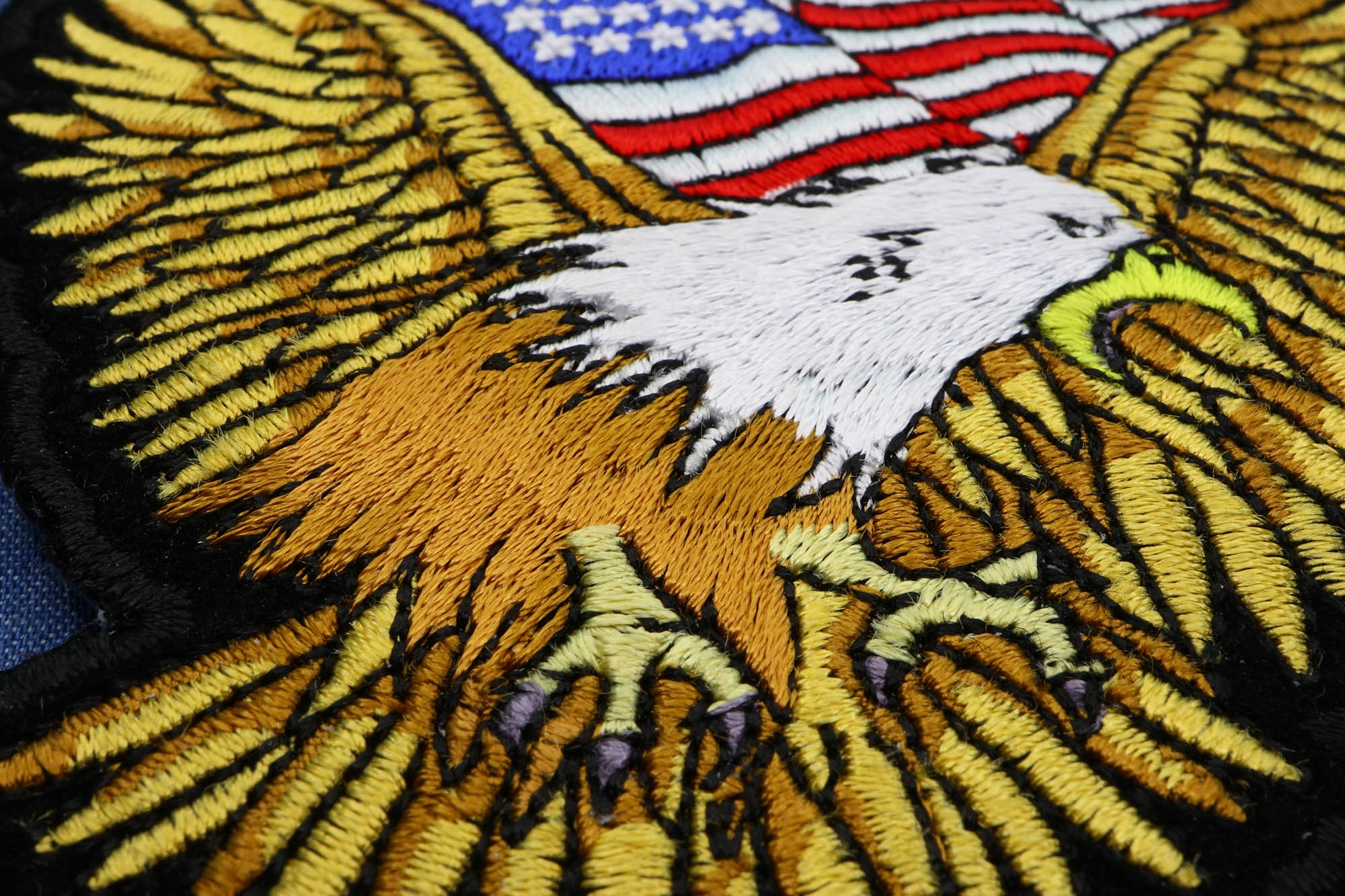 Gold Eagle Patriotic Iron on Patch With US Flag Small - Iron on ...