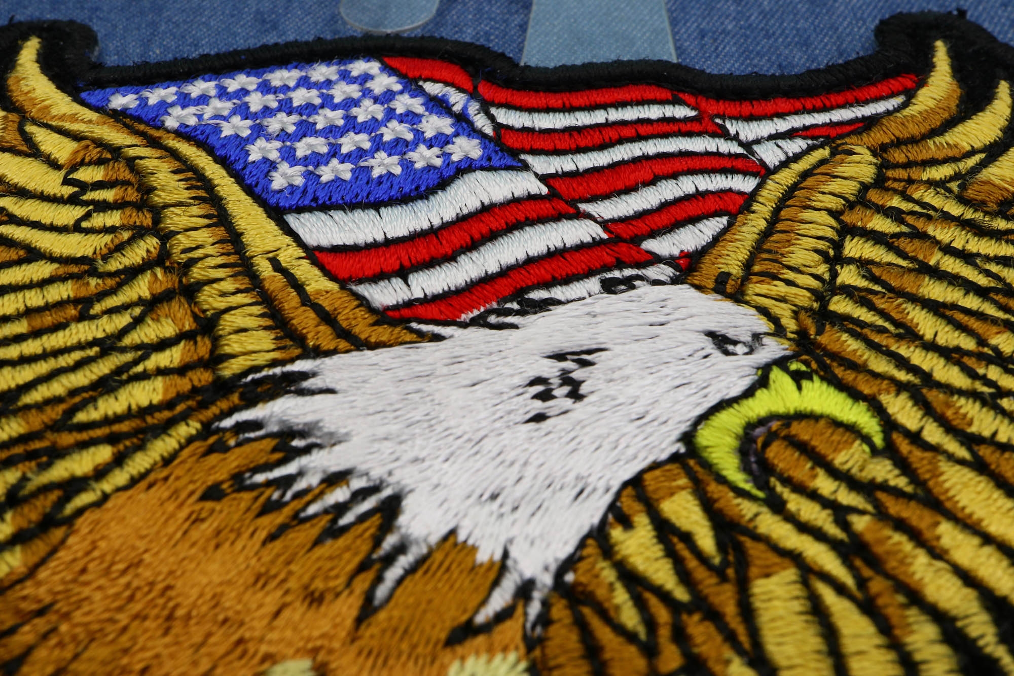 Gold Eagle Patriotic Iron on Patch With US Flag Small - Iron on ...