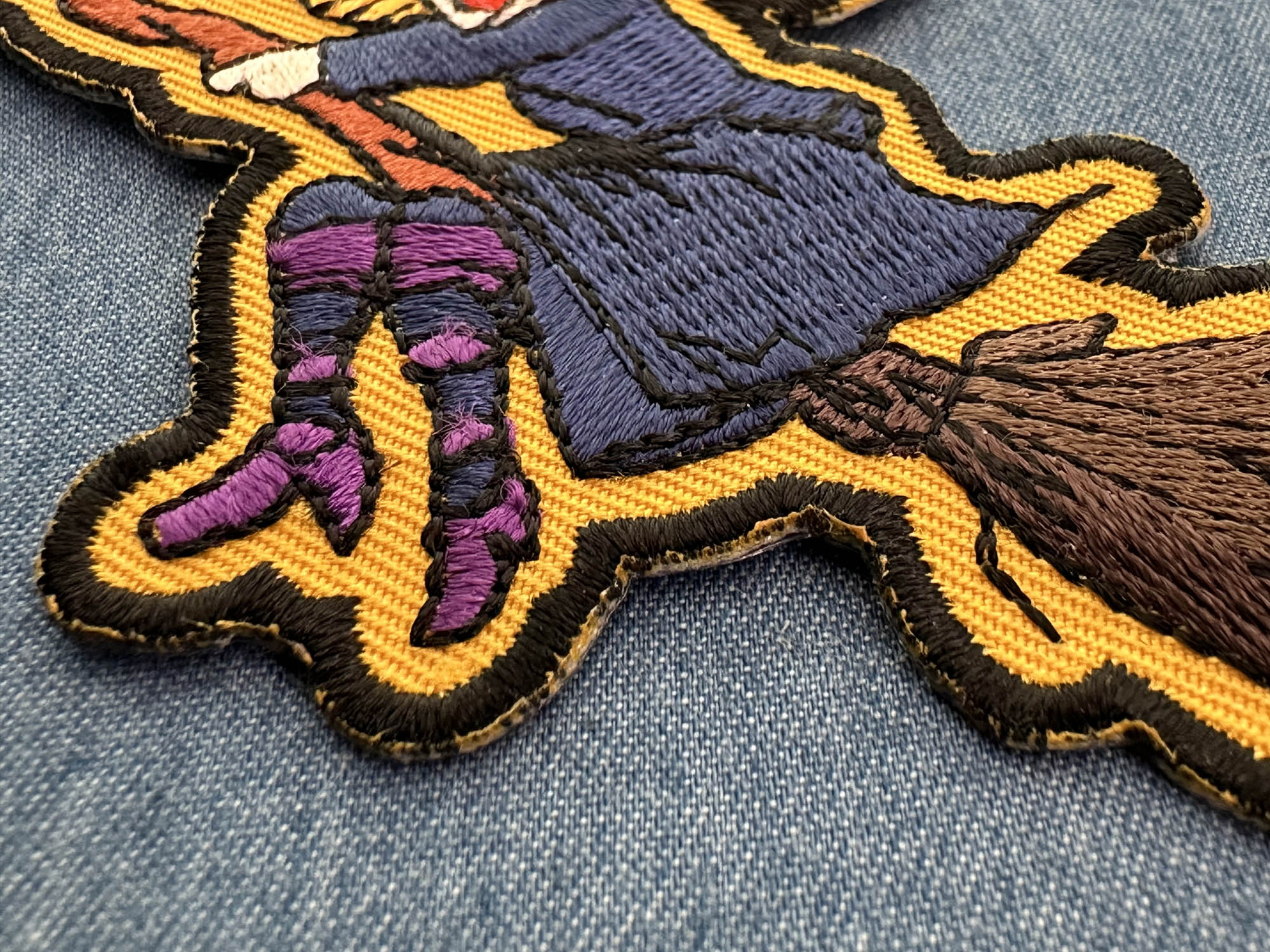 Witch on a Broom Patch - Iron on Novelty Patches by Ivamis Patches