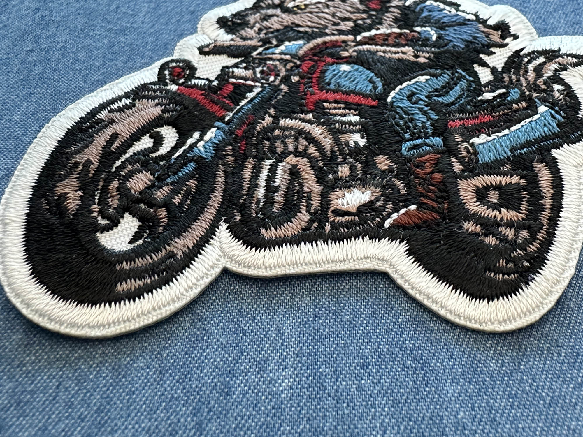 Wolf on Motorcycle Patch, Biker Vest Patches, Sew or Iron on Patch by ...