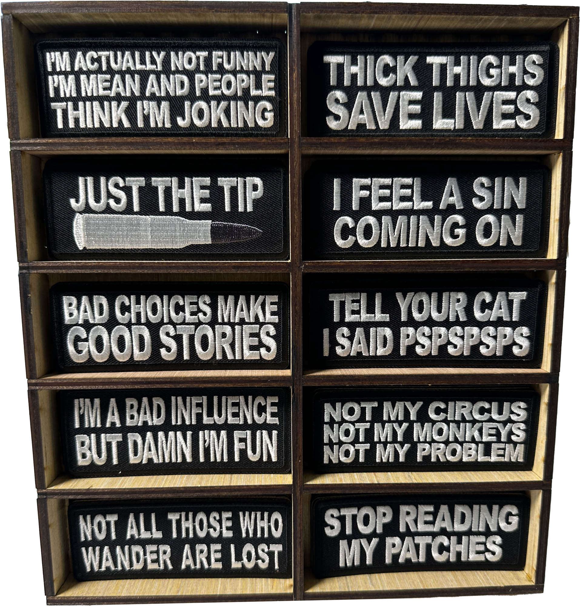 10 Patch Display 2x5 configuration 9x11 inches by Ivamis Patches