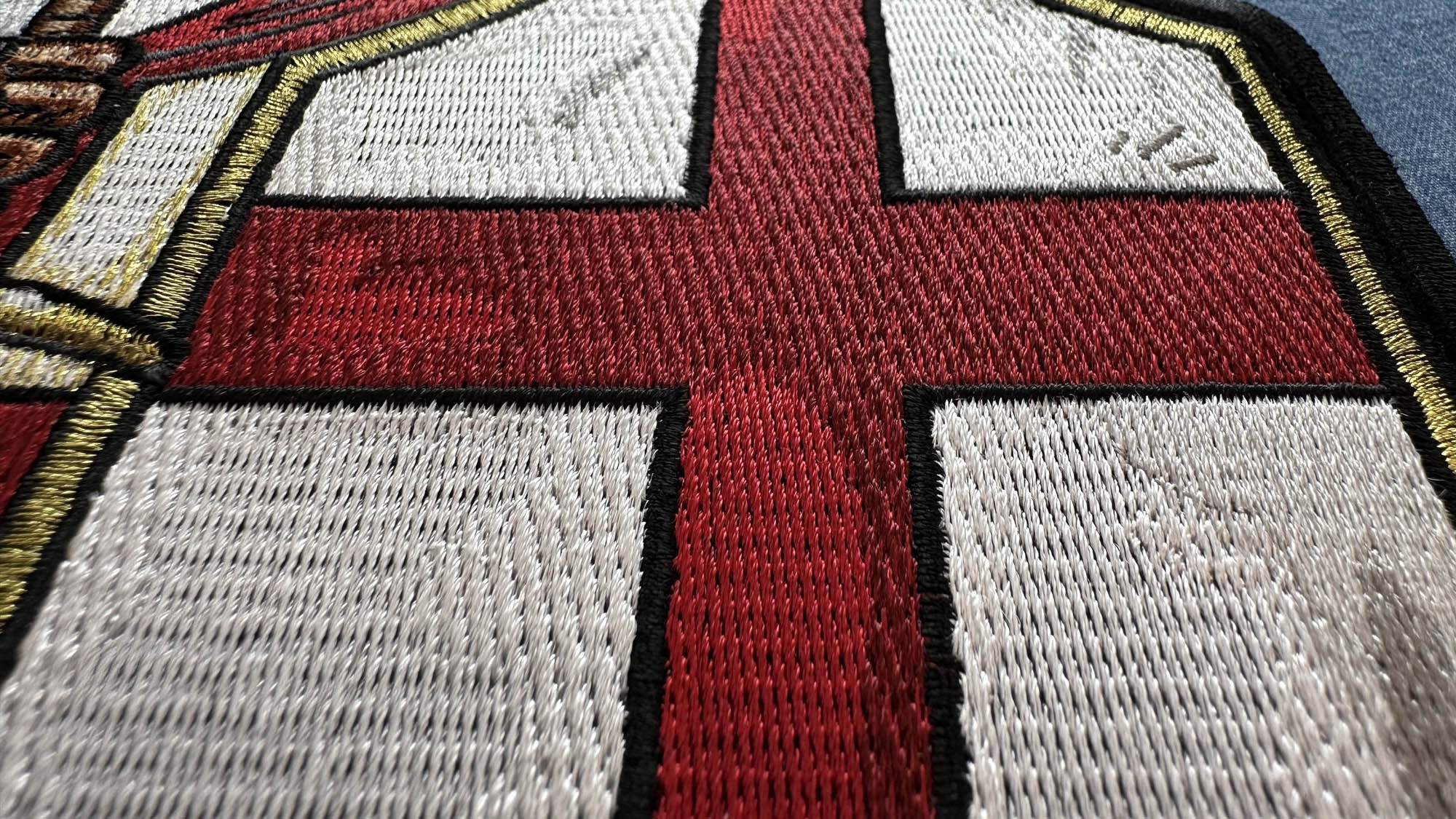 Red Kneeling Knight Patch, Large Christian Back Patches by Ivamis Patches