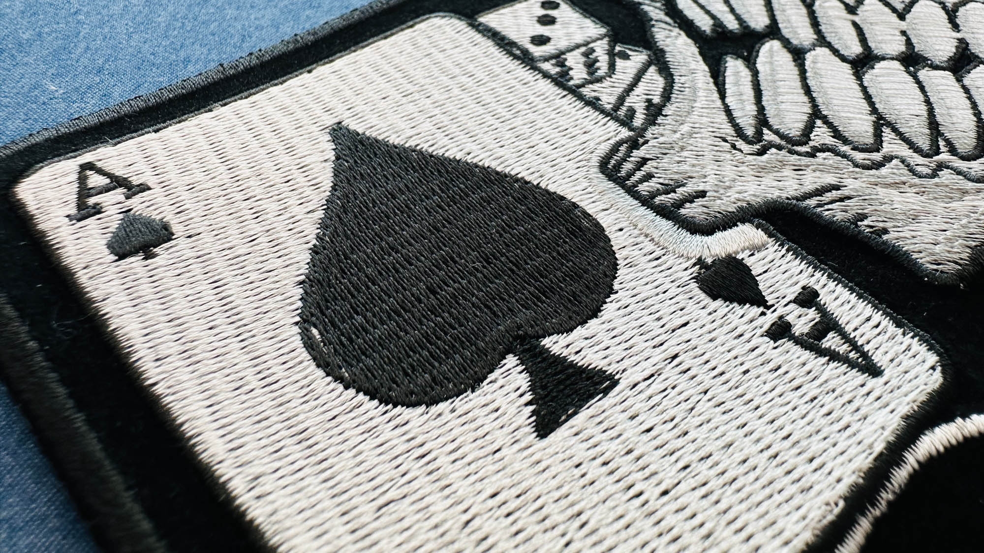 Ace of Spades, 8 Ball and Dice Skull Patch, Large Skull Patches for ...