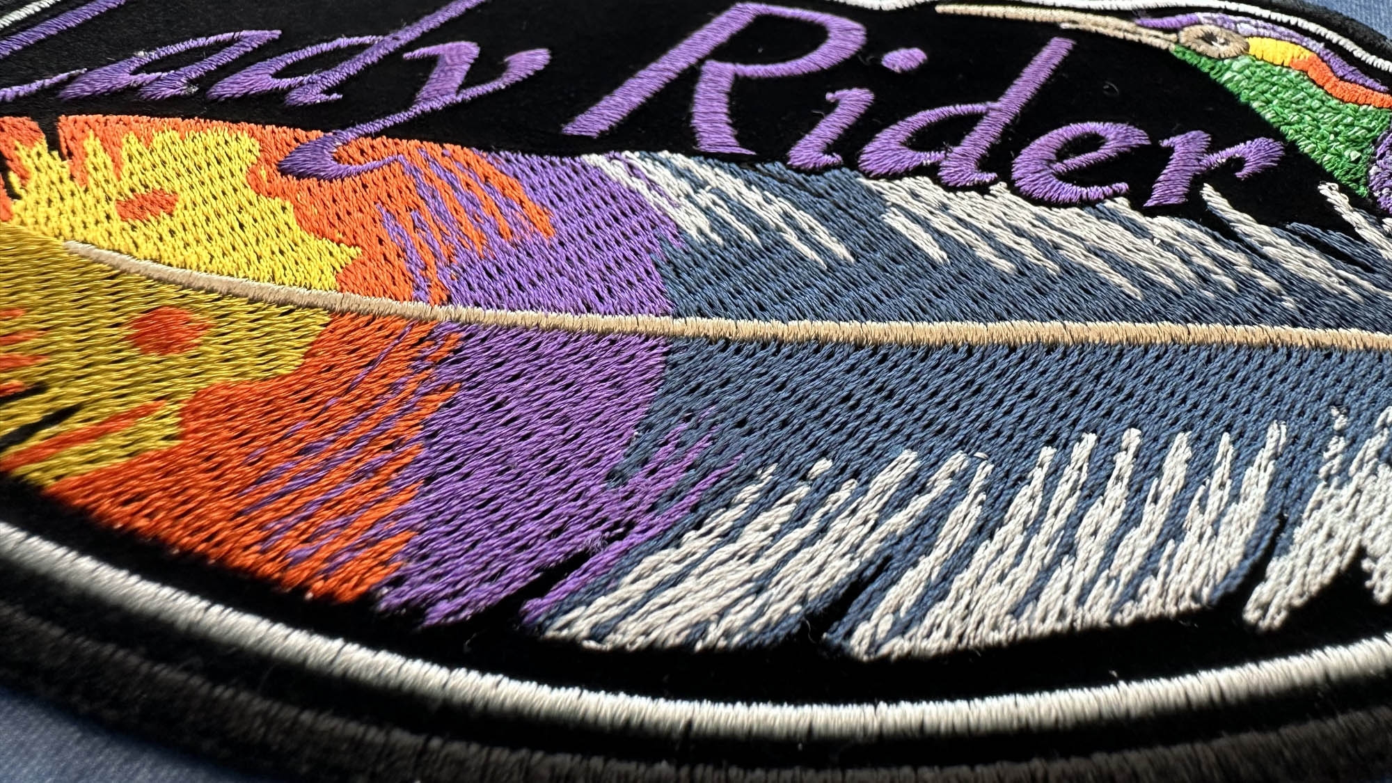 Hummingbird Lady Rider Feather Patch, Large Ladies Back Patches for ...