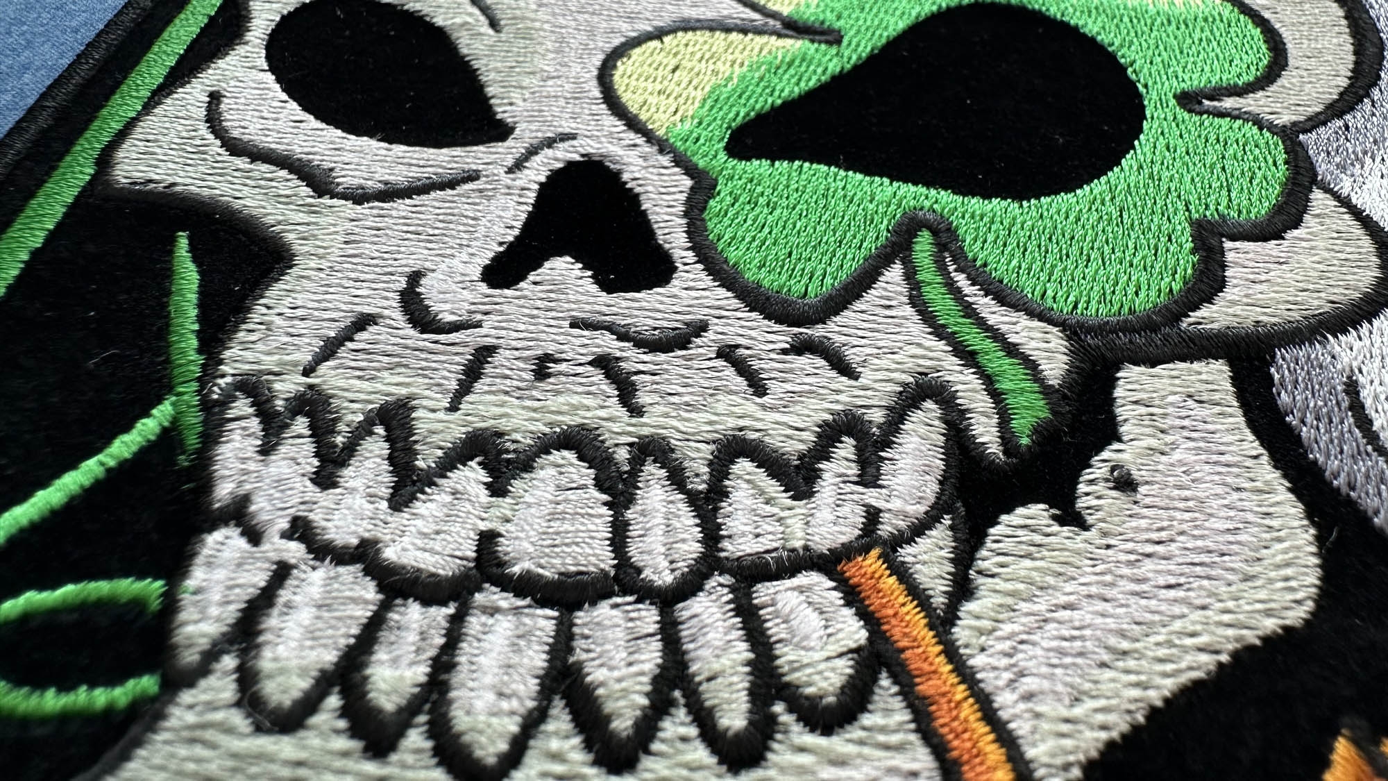 Irish Cross Skull Goaty and Pipe Patch, Large Skull Patches for Biker ...