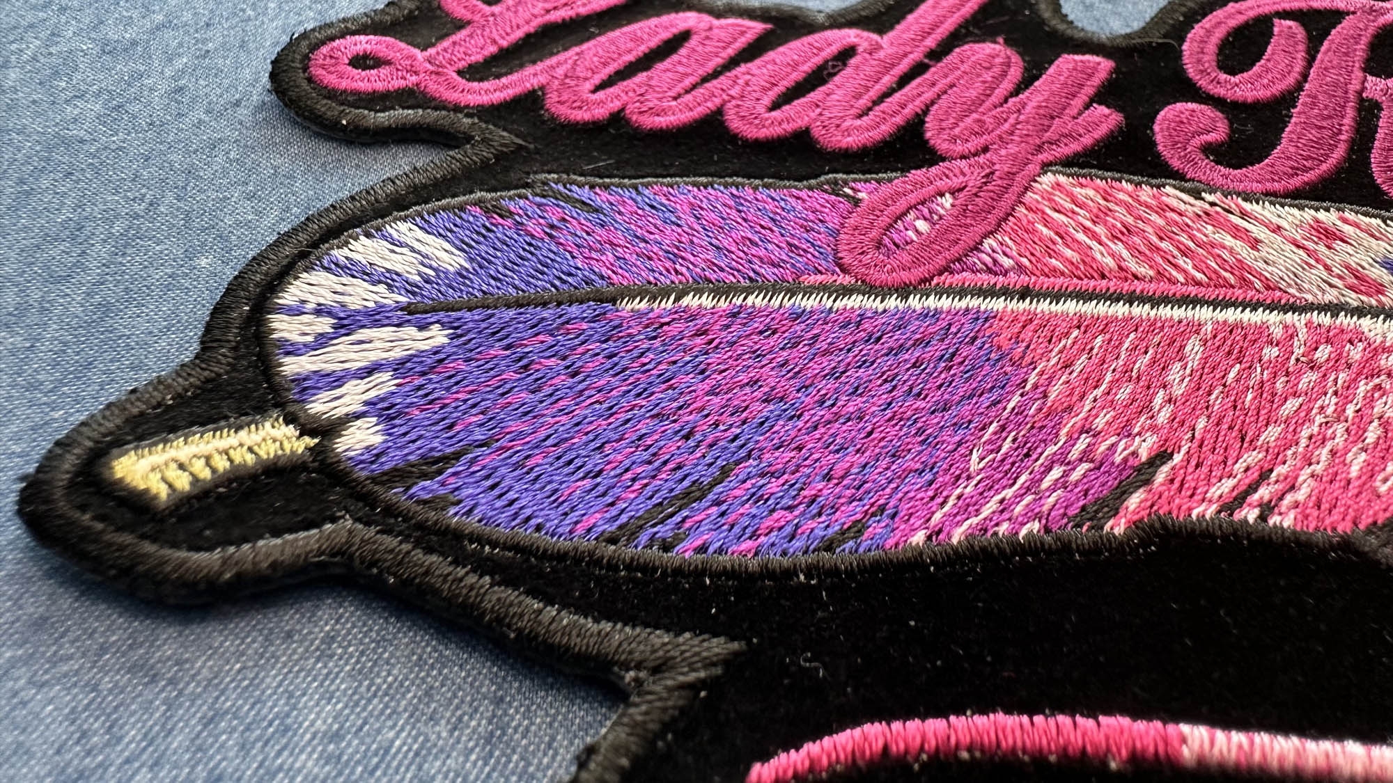 Feather Rose Lady Rider Patch, Large Ladies Back Patches for Jackets by ...