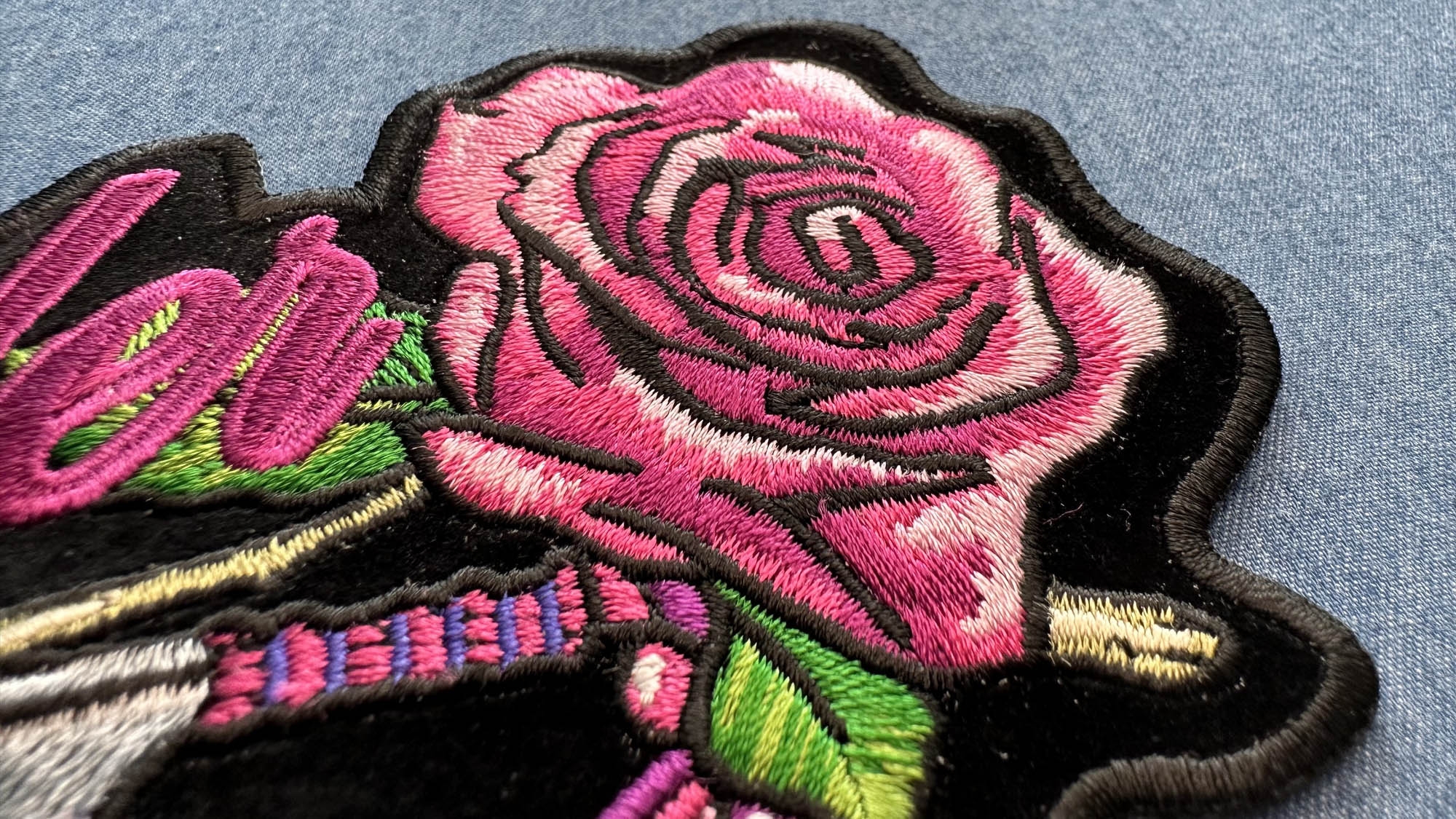 Feather Rose Lady Rider Patch, Large Ladies Back Patches for Jackets by ...