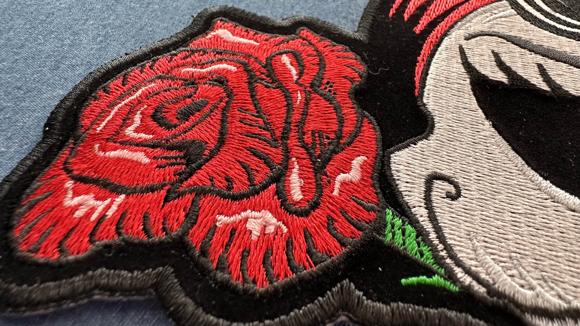 Girly Skull and Roses Patch, Large Skull Patches by Ivamis Patches