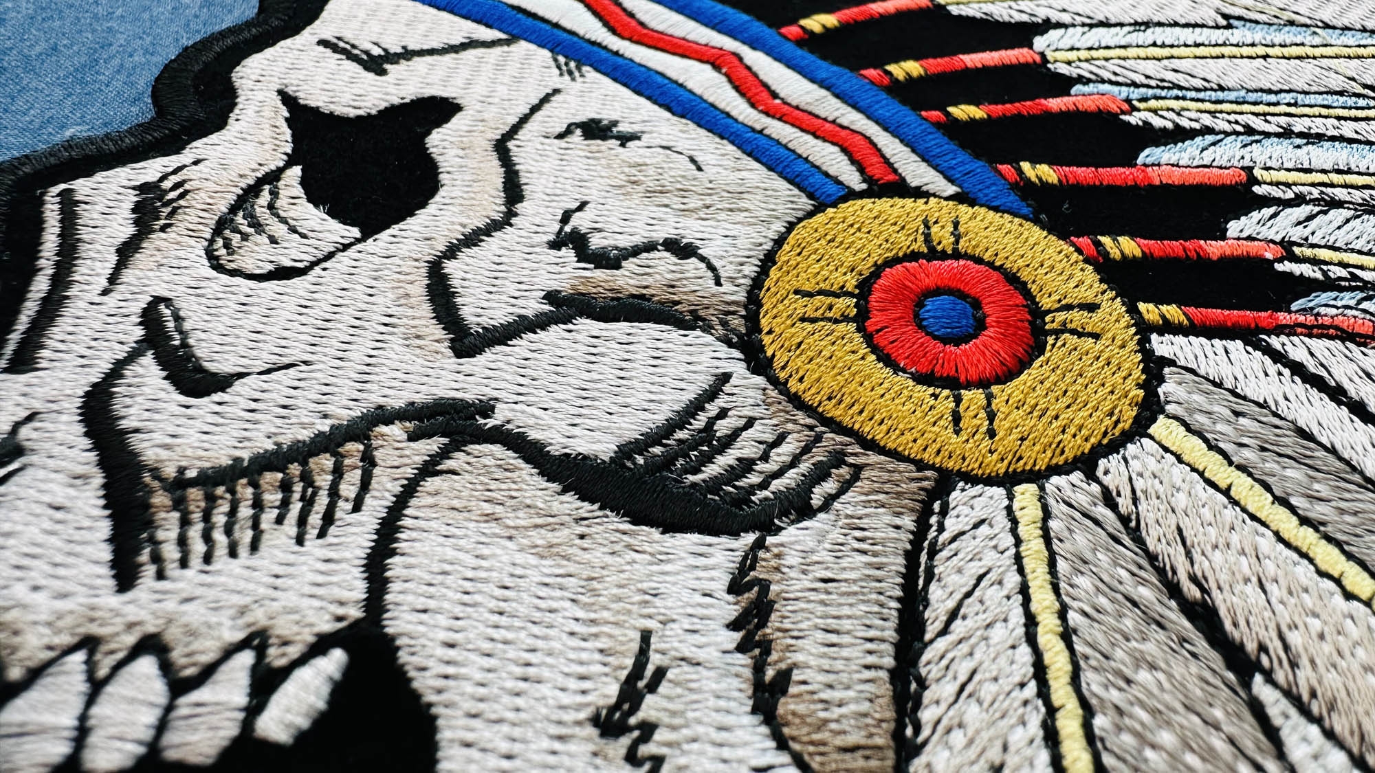 Indian Skull Patch, Large Skull Patches for Biker Jackets by Ivamis Patches