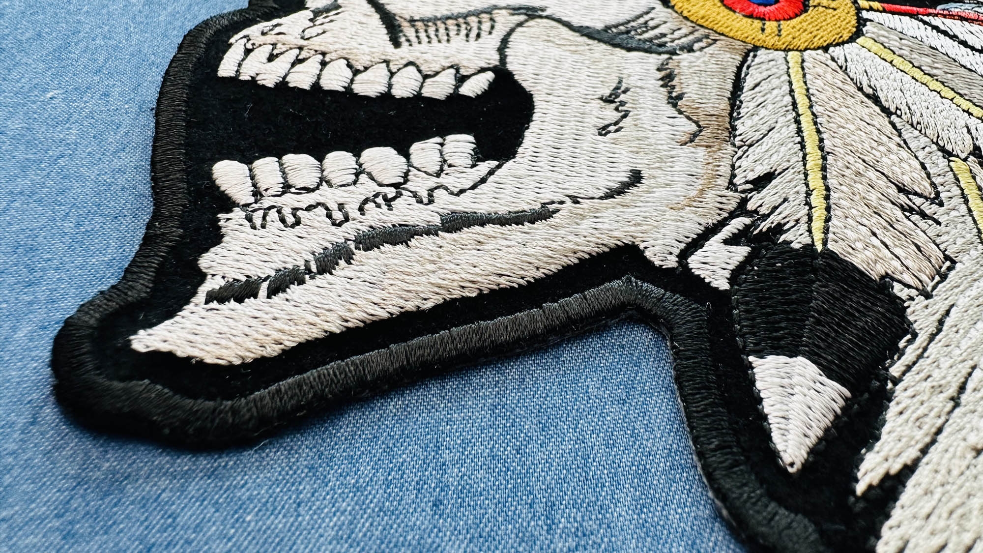Indian Skull Patch, Large Skull Patches for Biker Jackets by Ivamis Patches
