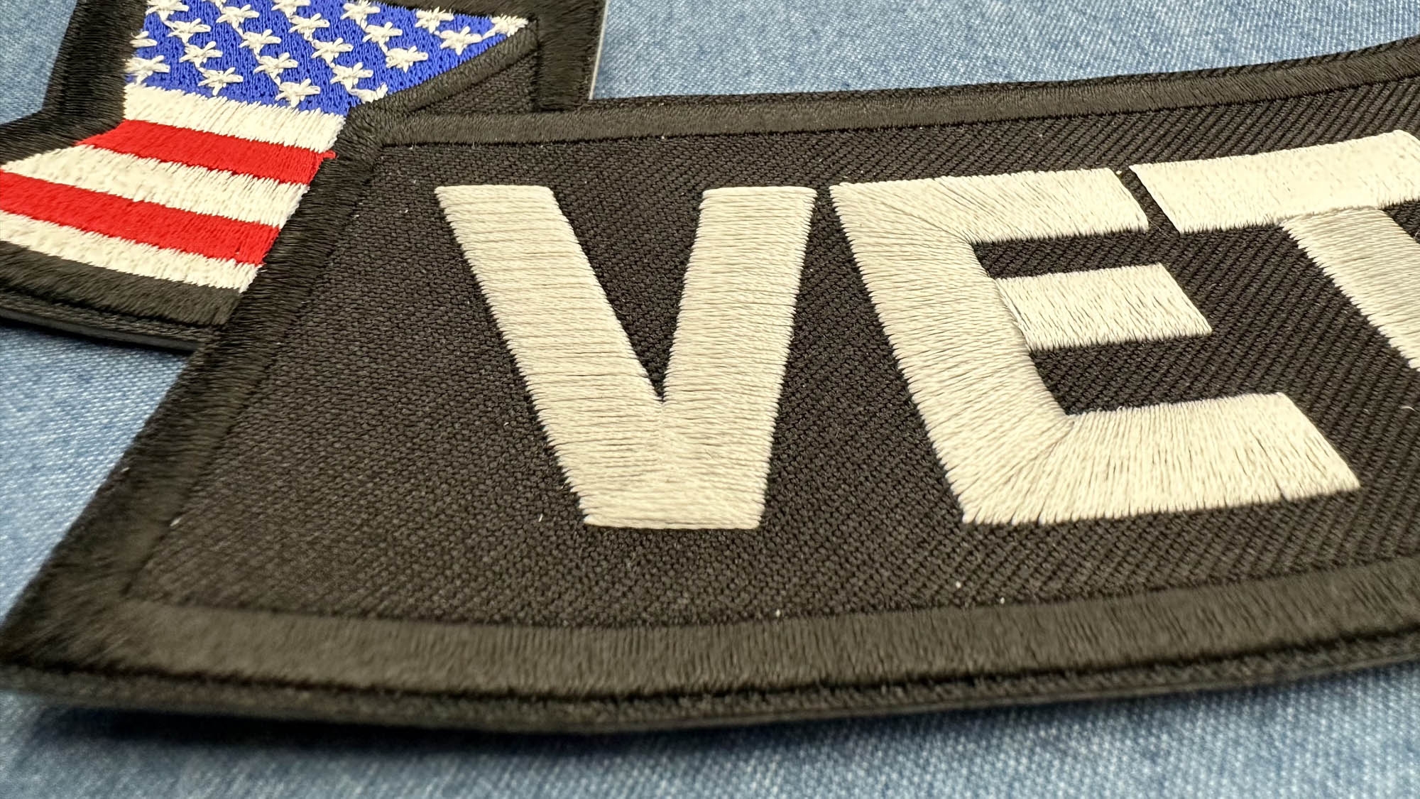 Veteran Patch, US Flag Large Rocker Patch by Ivamis Patches