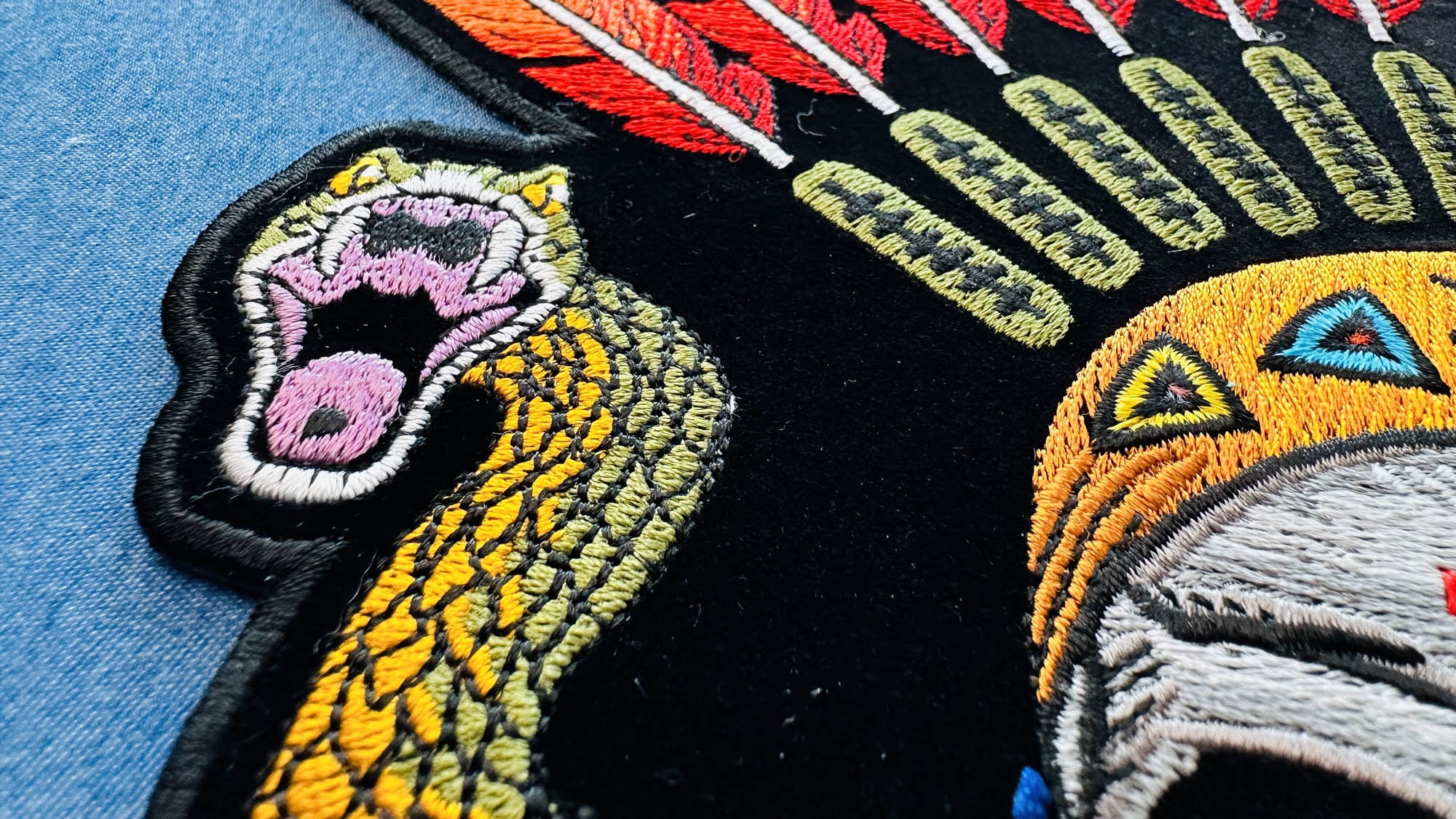 Snake Eye Skull with Feather Hat Patch, Large Indian Patches by Ivamis ...