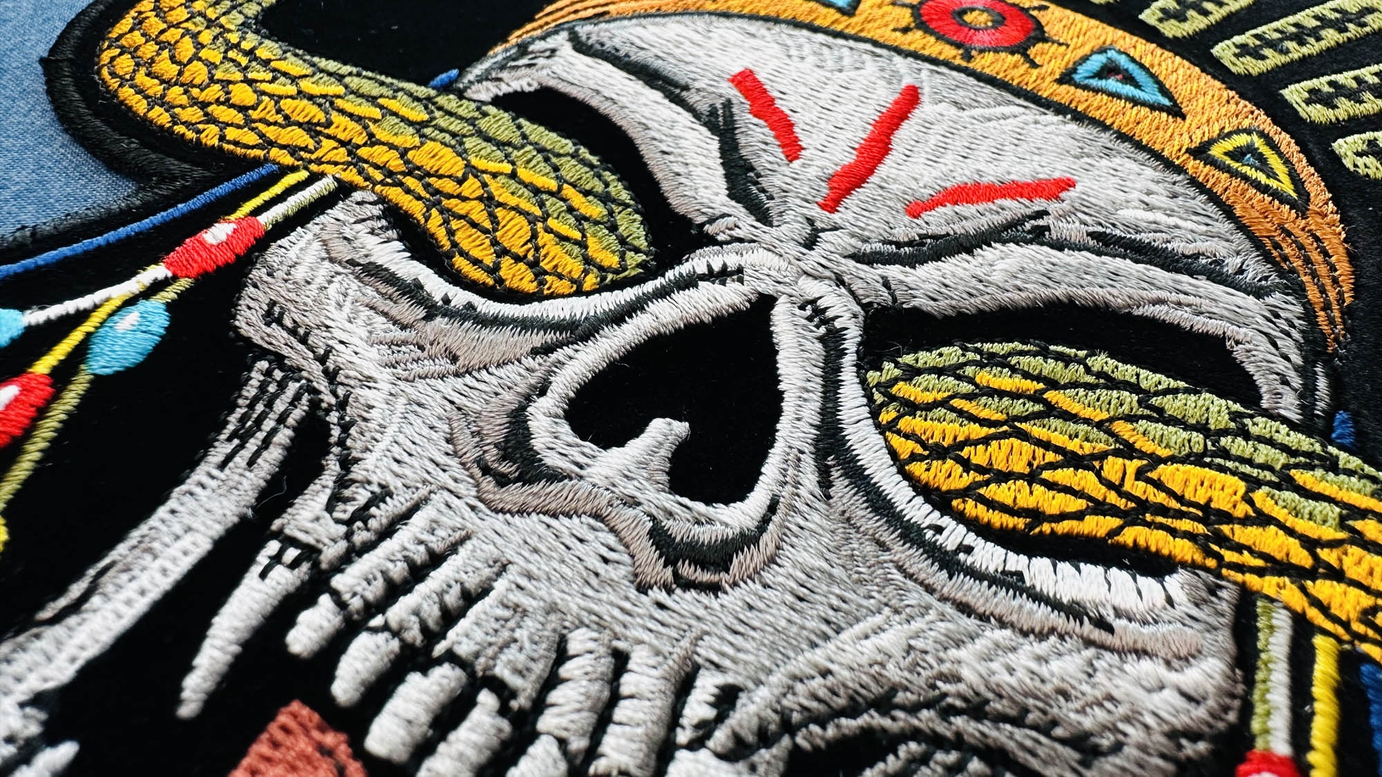 Snake Eye Skull with Feather Hat Patch, Large Indian Patches by Ivamis ...
