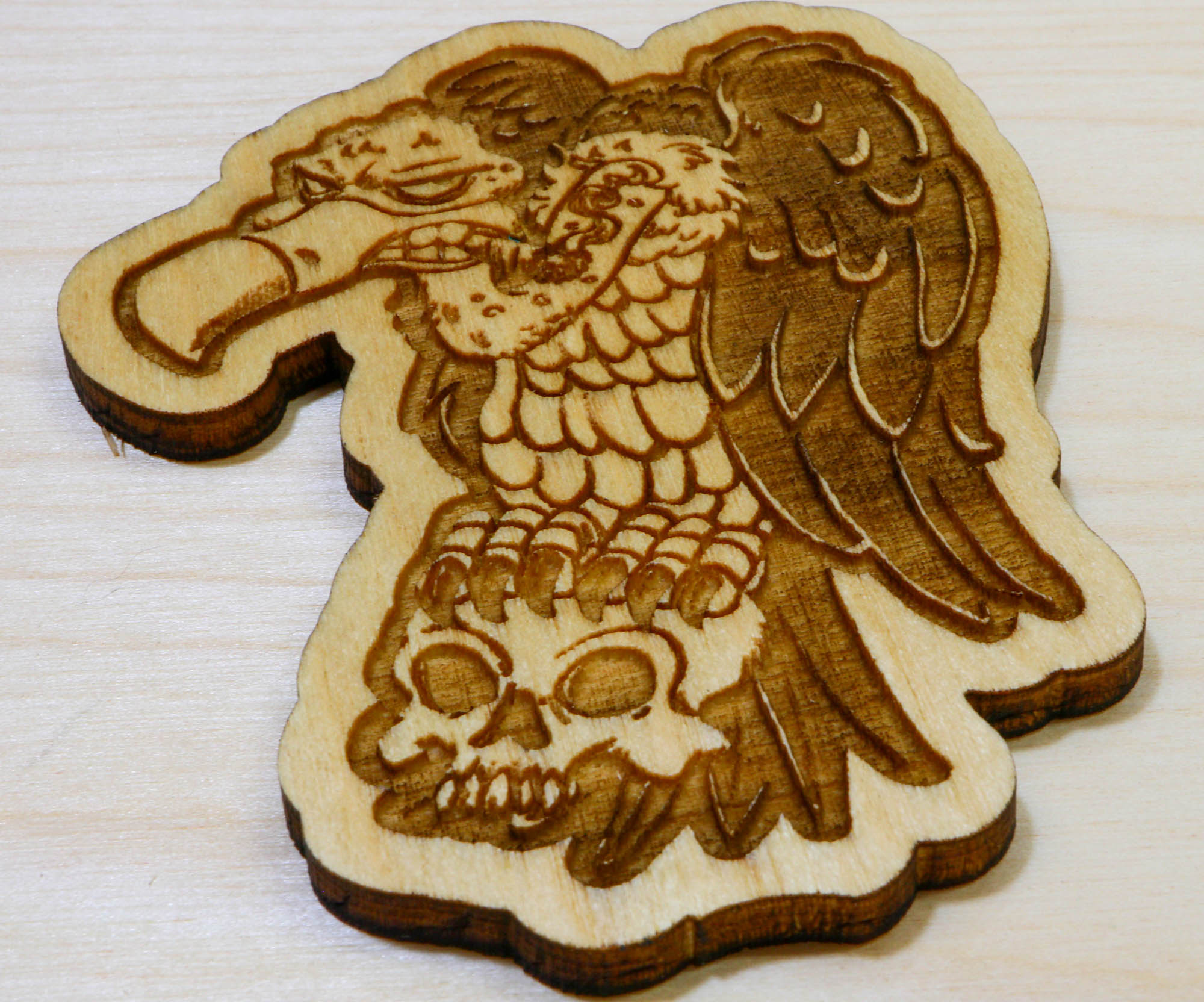 Buzzard Vulture on Skull Wood Decor by Ivamis Patches