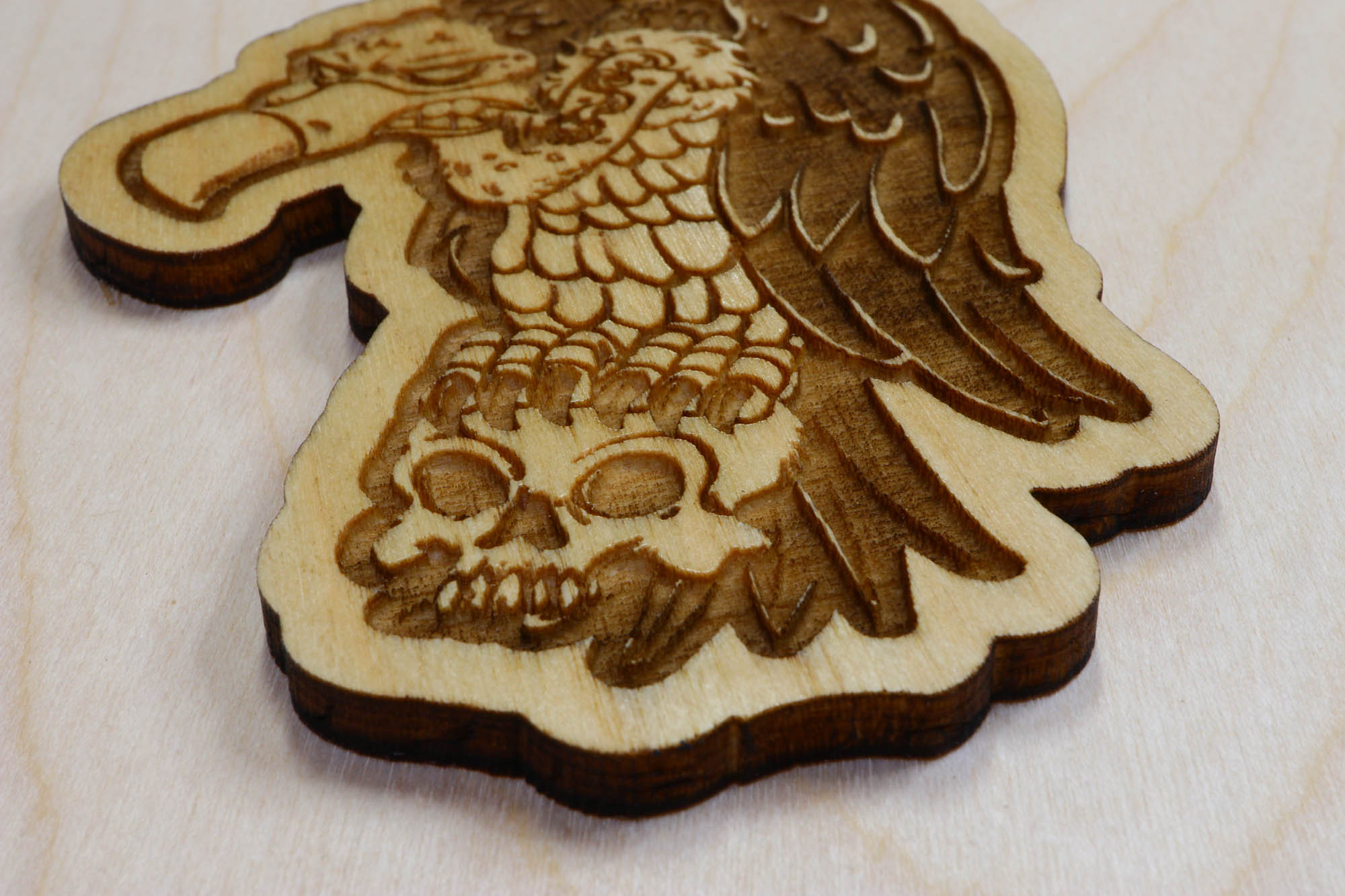 Buzzard Vulture on Skull Wood Decor by Ivamis Patches
