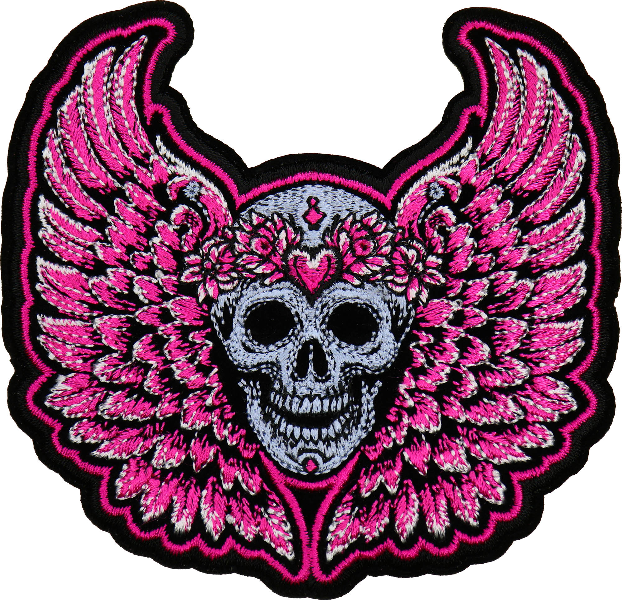 Pink Angel Wings Skull Patch by Ivamis Patches