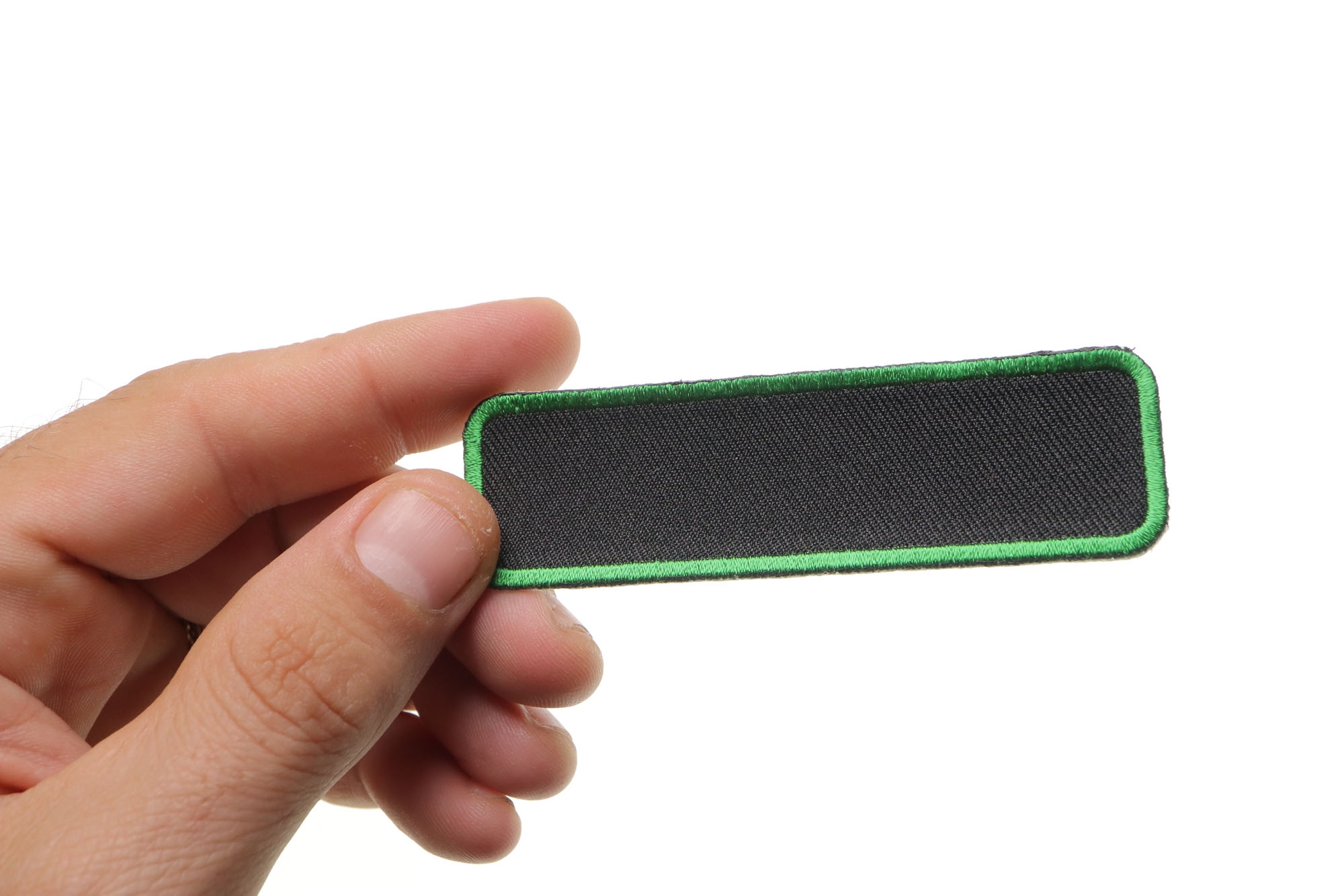 Blank Name Tag Patch Green Border | Embroidered Patches by Ivamis Patches