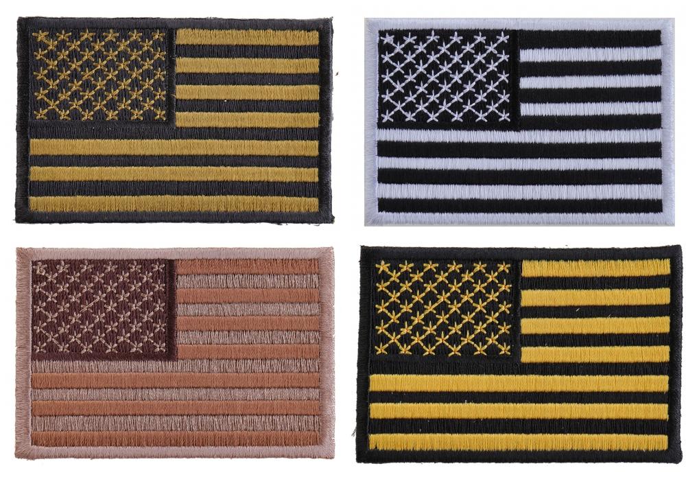 American Flag Patches In Subdued Colors Set Of 4 Small Embroidered US Flags by Ivamis Patches