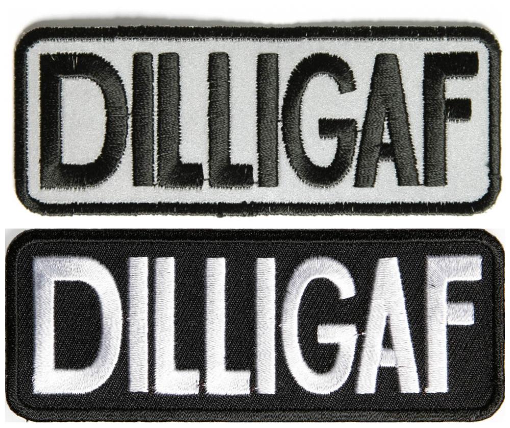 DILLIGAF Patches Black and White and Reflective 2 Dilligaf Patches by ...