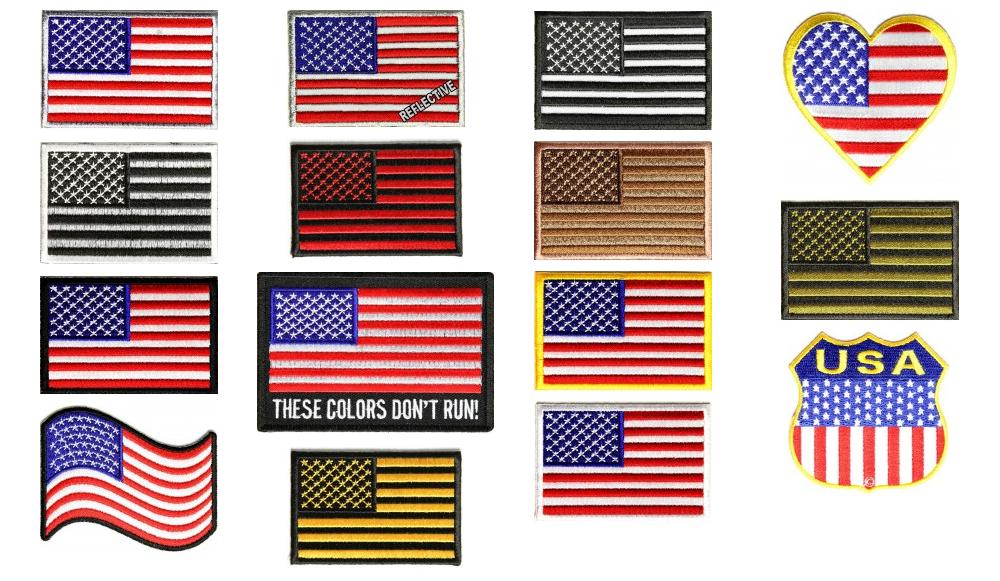American Flag Patches Assortment -15 Embroidered Small US Flags