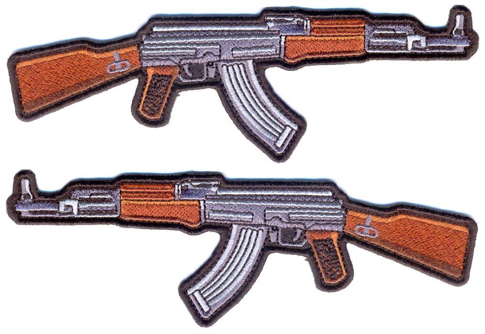 AK 47 Kalashnikov Iron On Patches -Left and Right Combo | 2nd Amendment Patches -TheCheapPlace