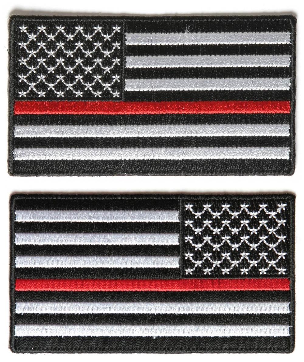 Thin Red Line American Flag Left and Right Patch For Fire Fighters ...