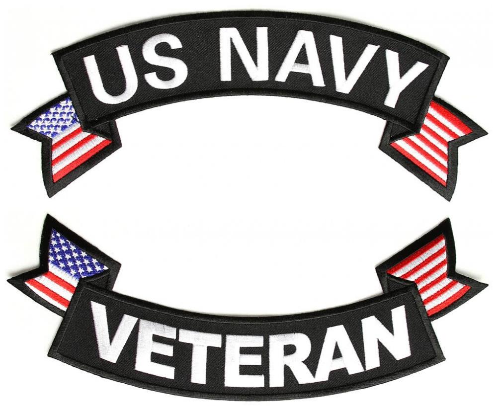 US Navy Veteran Top and Bottom US Flag Rocker Patches | Navy Patches ...