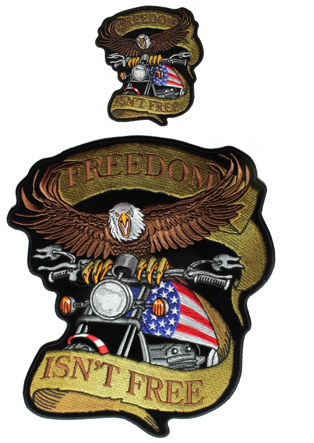 Freedom Isn't Free Two Piece Small and Large Eagle Biker Patch Set ...