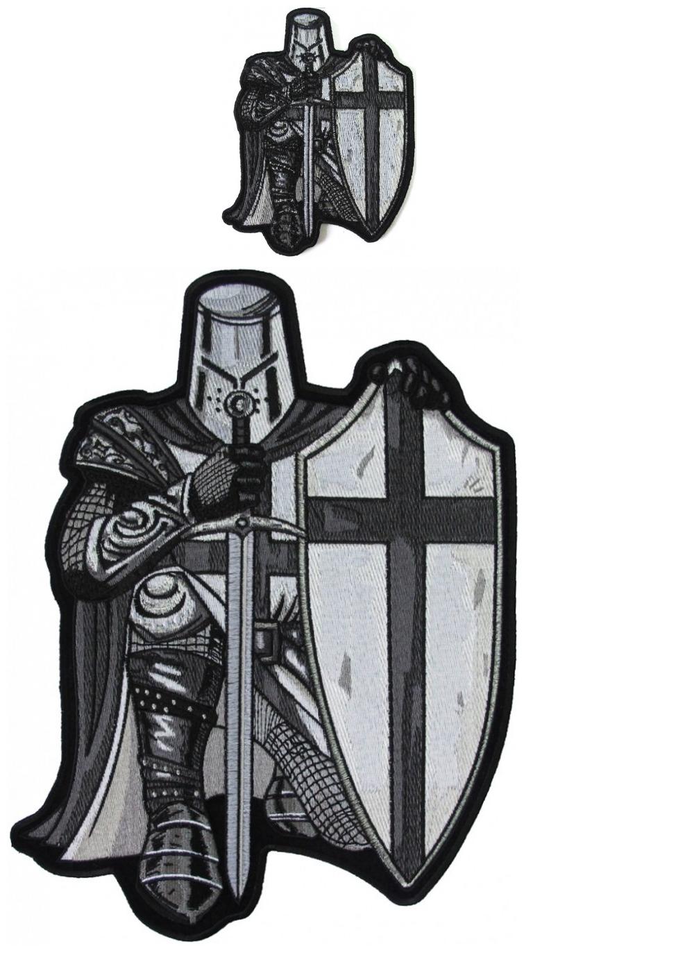 Kneeling Crusader Knight Black and White 2 Piece PATCH Set | Christian ...