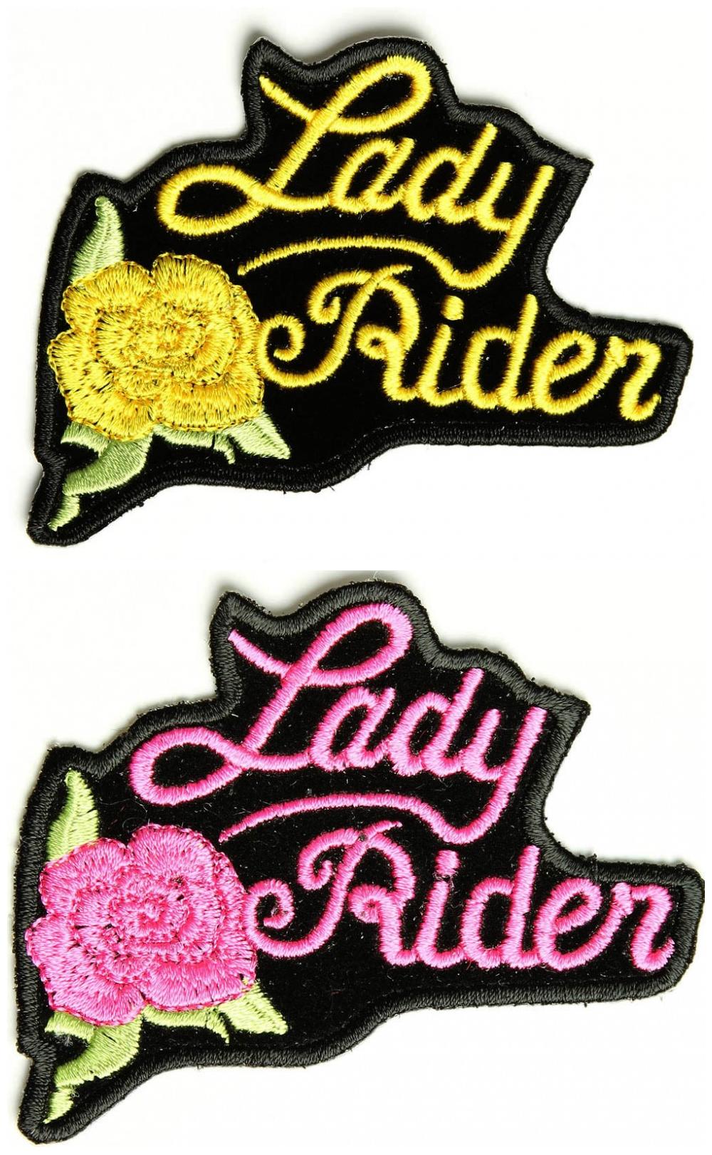 Lady Rider Yellow and Pink Rose Patches Embroidered Set Of 2 by Ivamis ...
