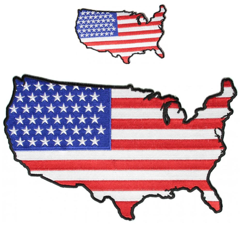 Map Of USA With American Flag Embroidered Small and Large Back Patches ...