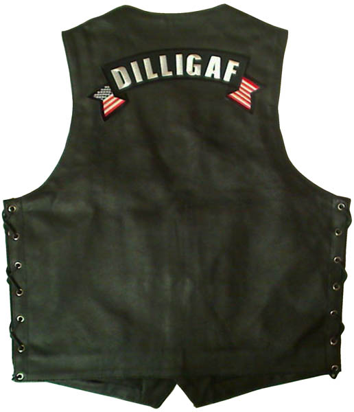 Large Dilligaf Upper Back Patch With Embroidered US Flags by Ivamis Patches