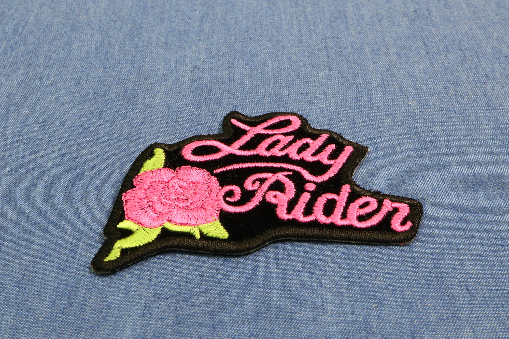 Pink Lady Rider Rose Biker Patch | Embroidered Patches by Ivamis Patches