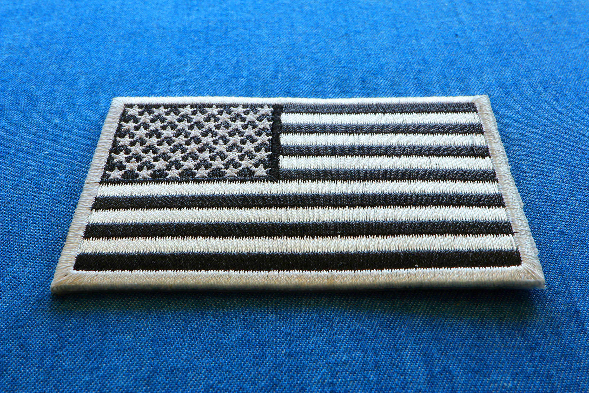 Subdued Black White American Flag Embroidered Iron On Patch ...