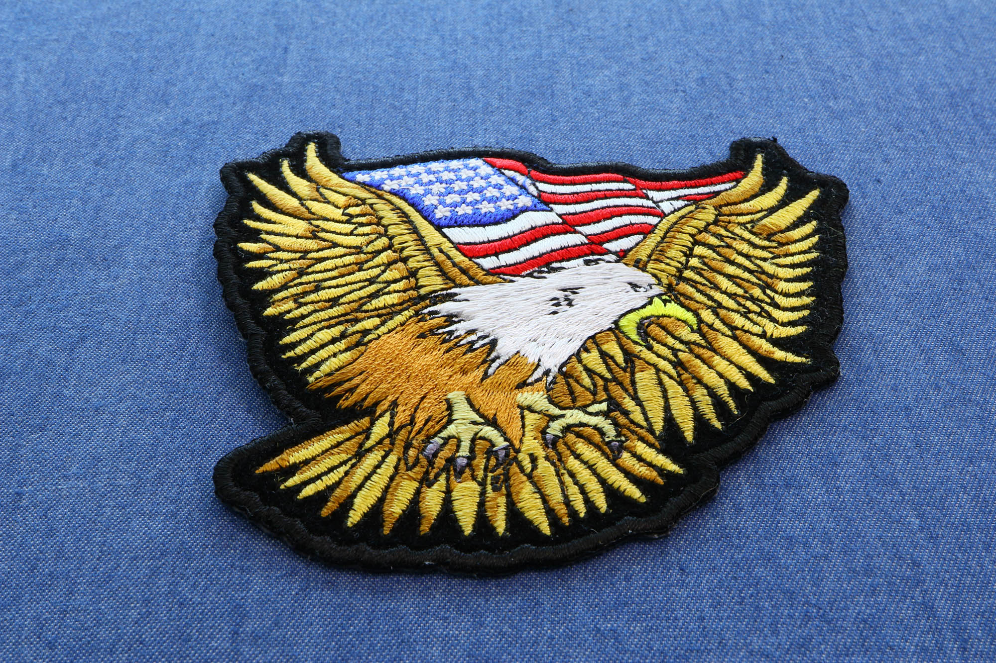 Gold Eagle Patriotic Iron on Patch With US Flag Small - Iron on ...