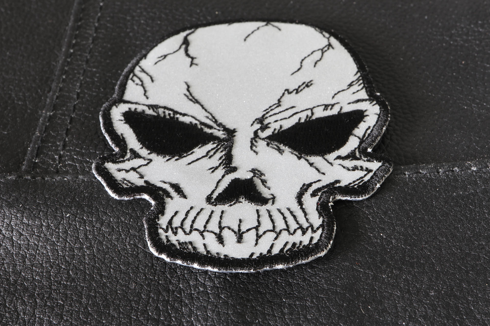 Reflective Skull Patch, Biker Skull Patches by Ivamis Patches