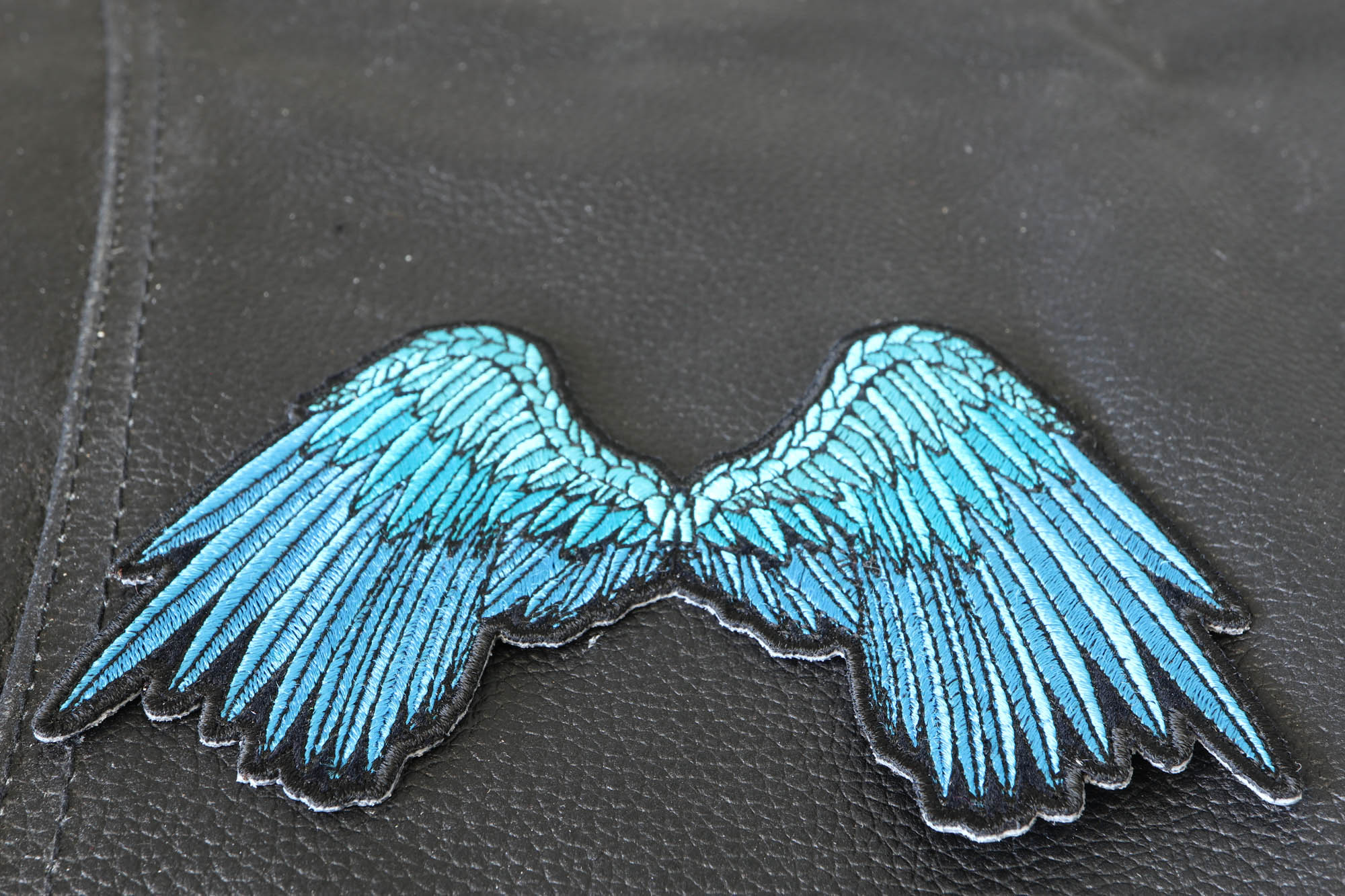 Small Angel Wings Patch In Blue | Embroidered Patches by Ivamis Patches