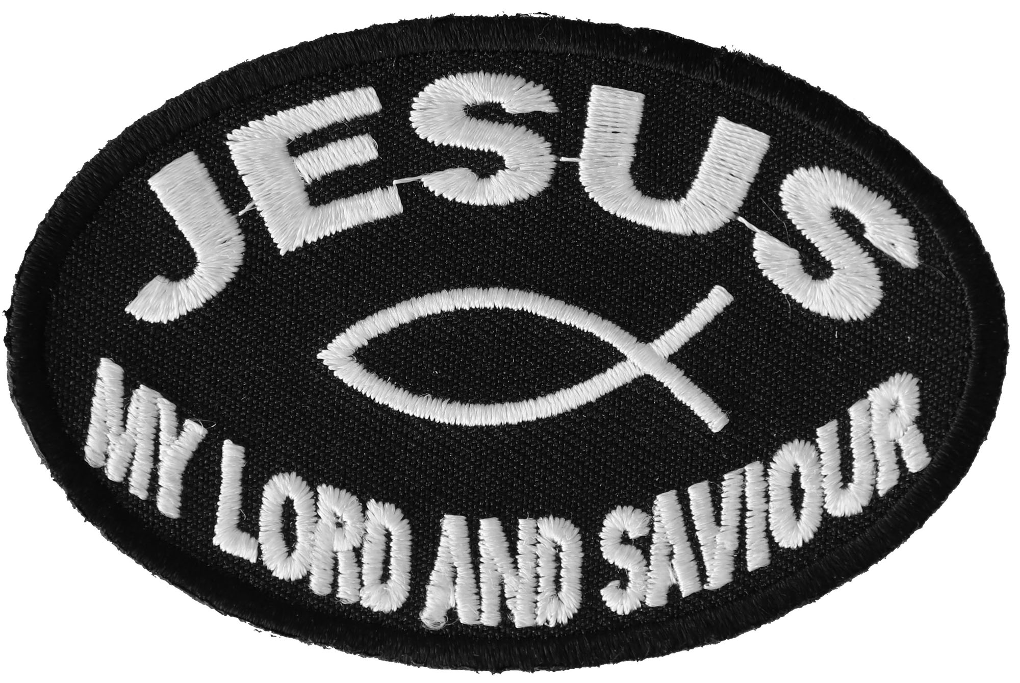 Jesus My Lord and Saviour With Fish Symbol Iron On Embroidered Patch ...