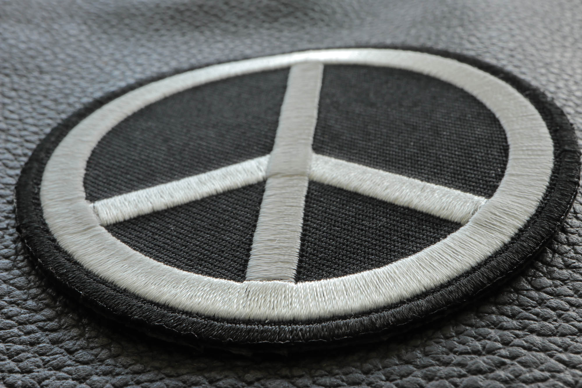Black White Peace Sign Patch | Embroidered Patches by Ivamis Patches