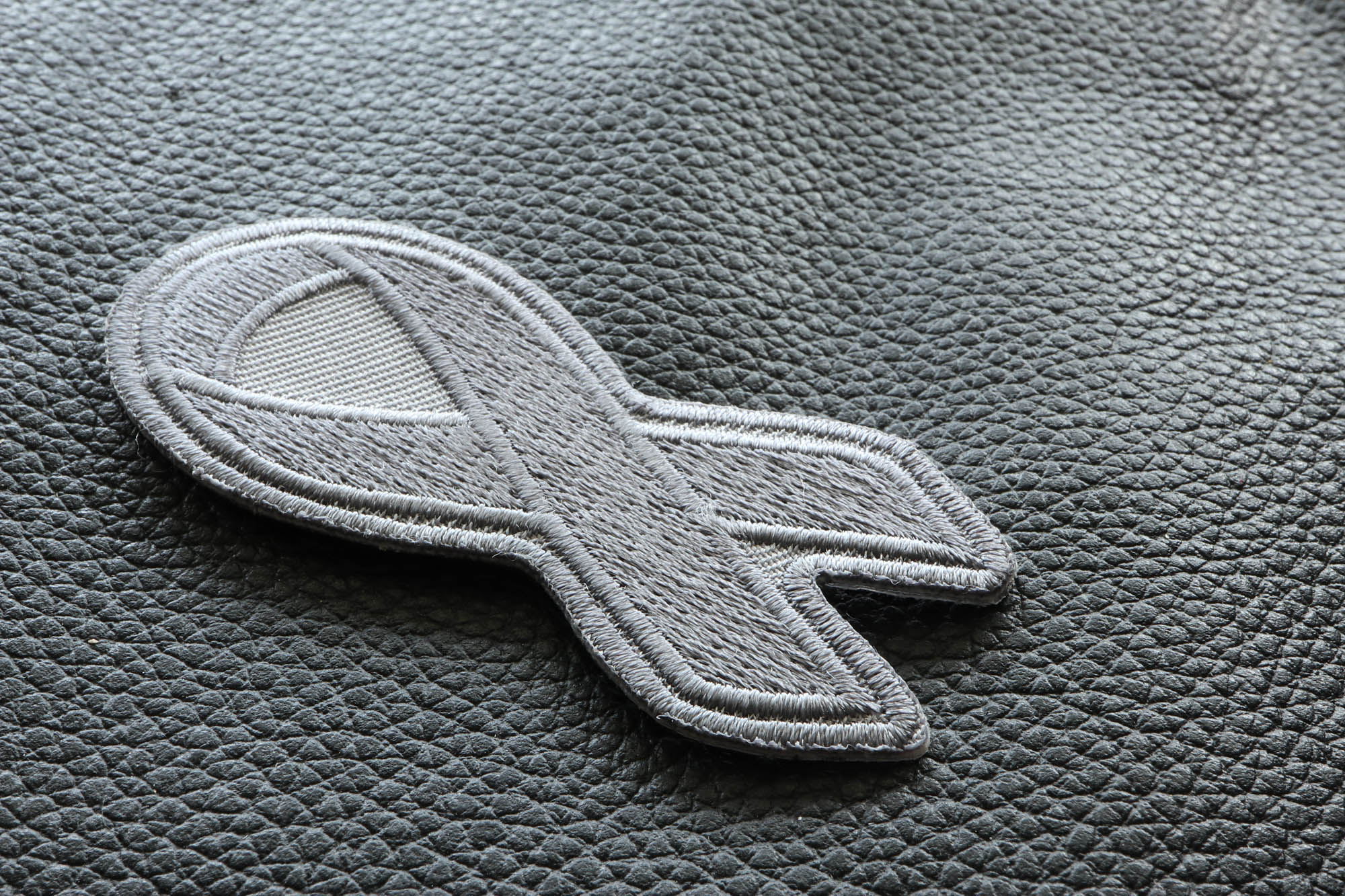 Gray Ribbon Embroidered Patch by Ivamis Patches
