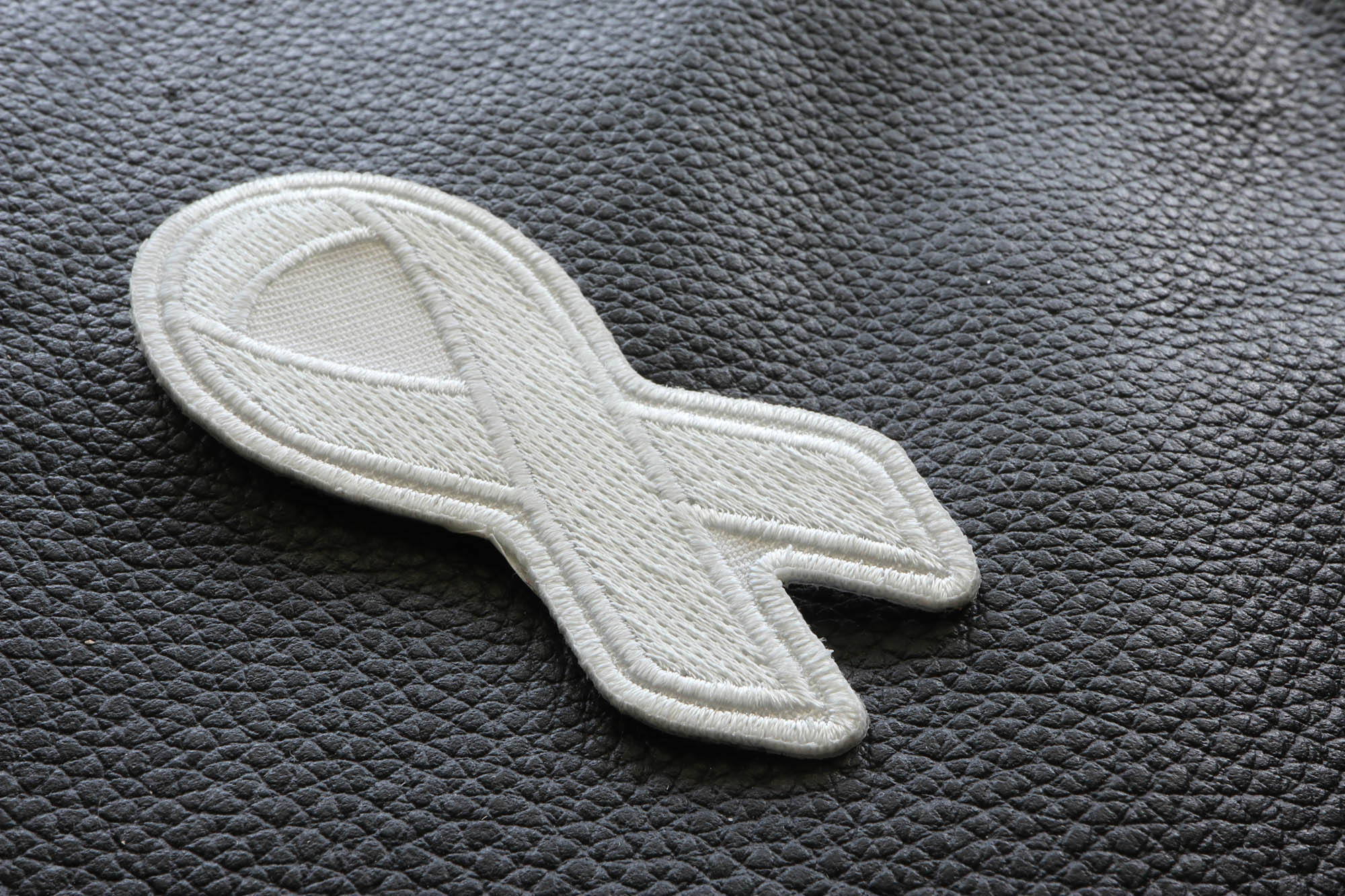 White Ribbon Embroidered Patch by Ivamis Patches