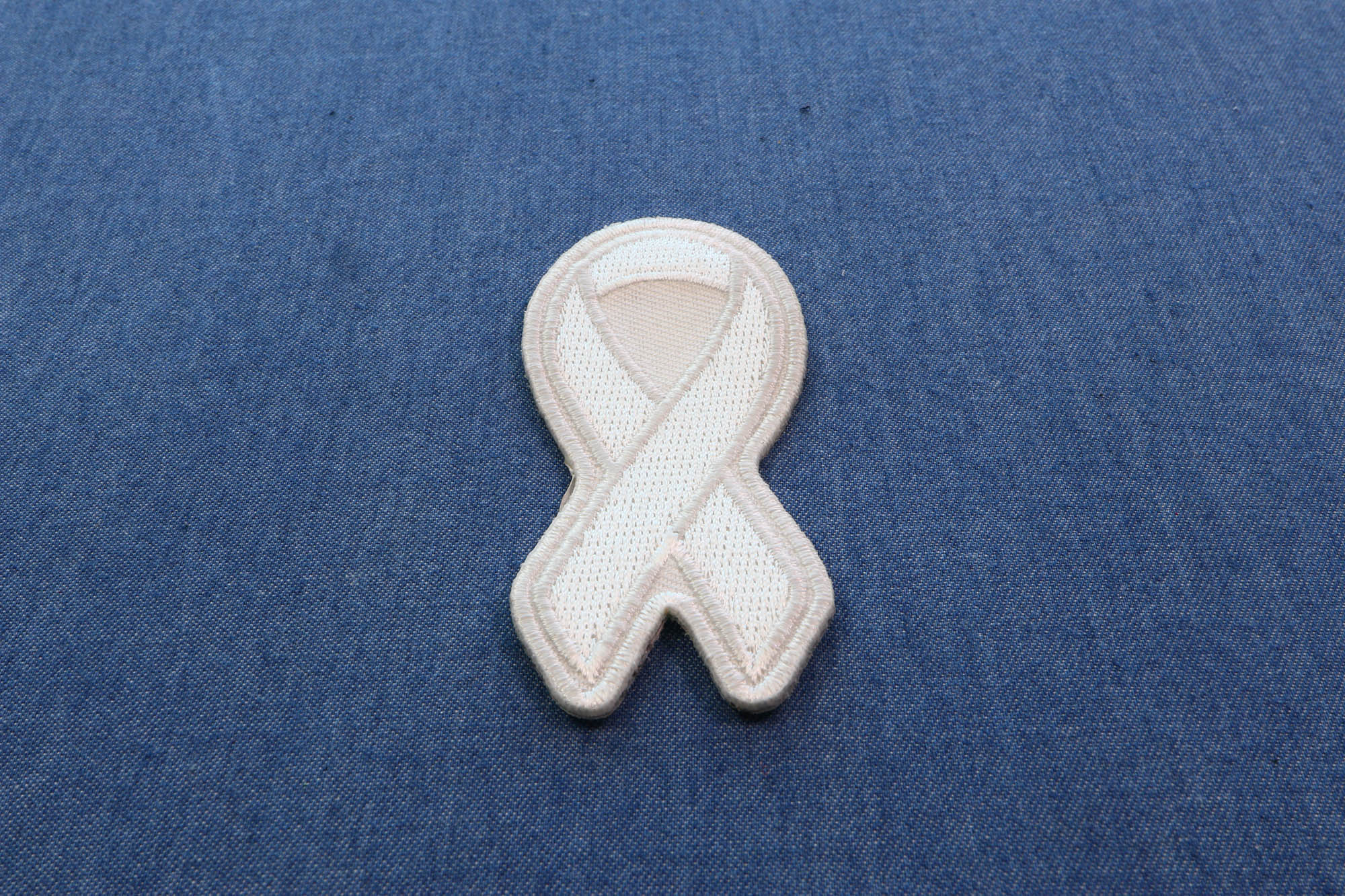 White Ribbon Embroidered Patch by Ivamis Patches