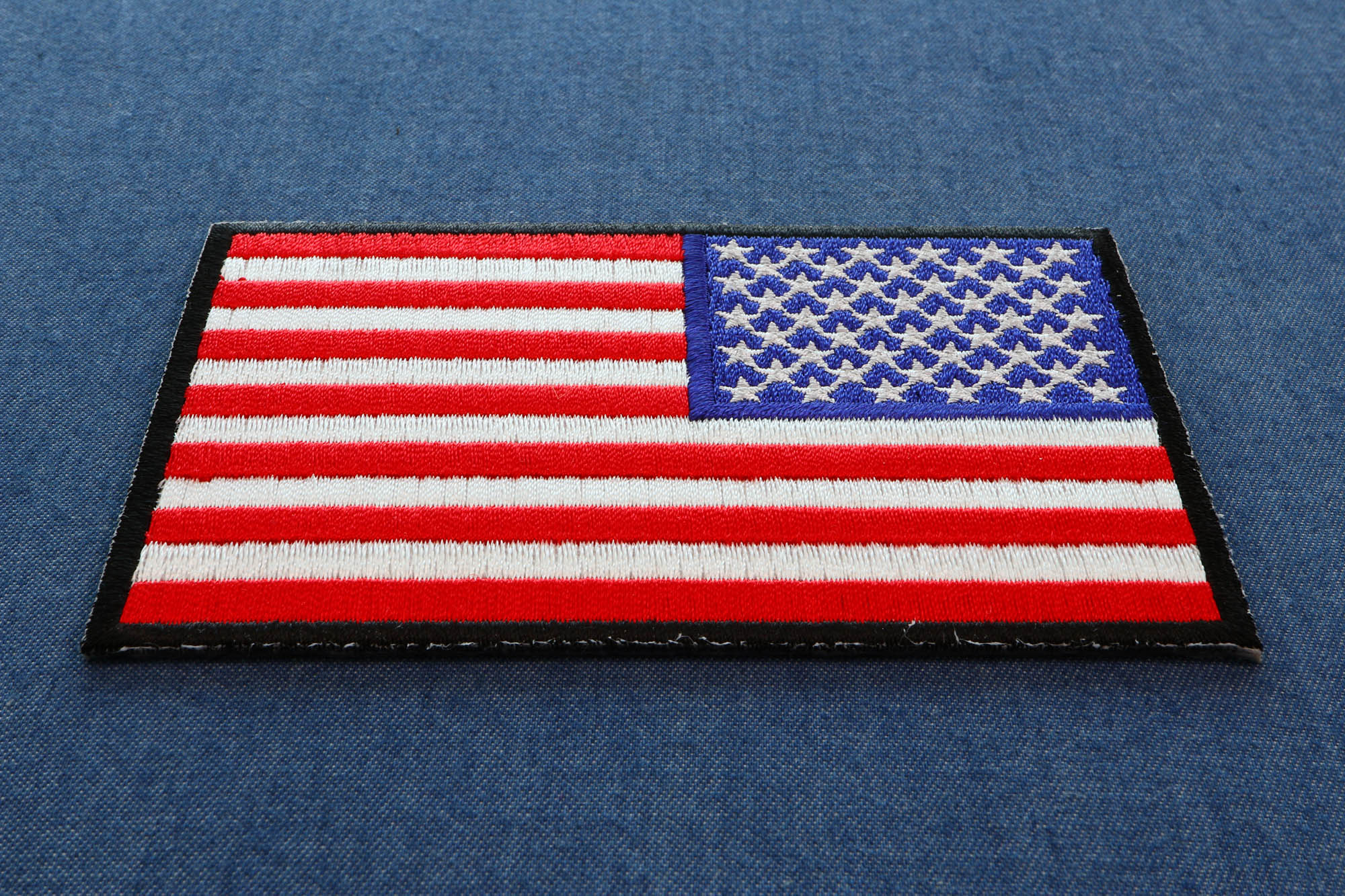 Black Border Reversed US Flag 4 Inch | Embroidered Patches by Ivamis Patches