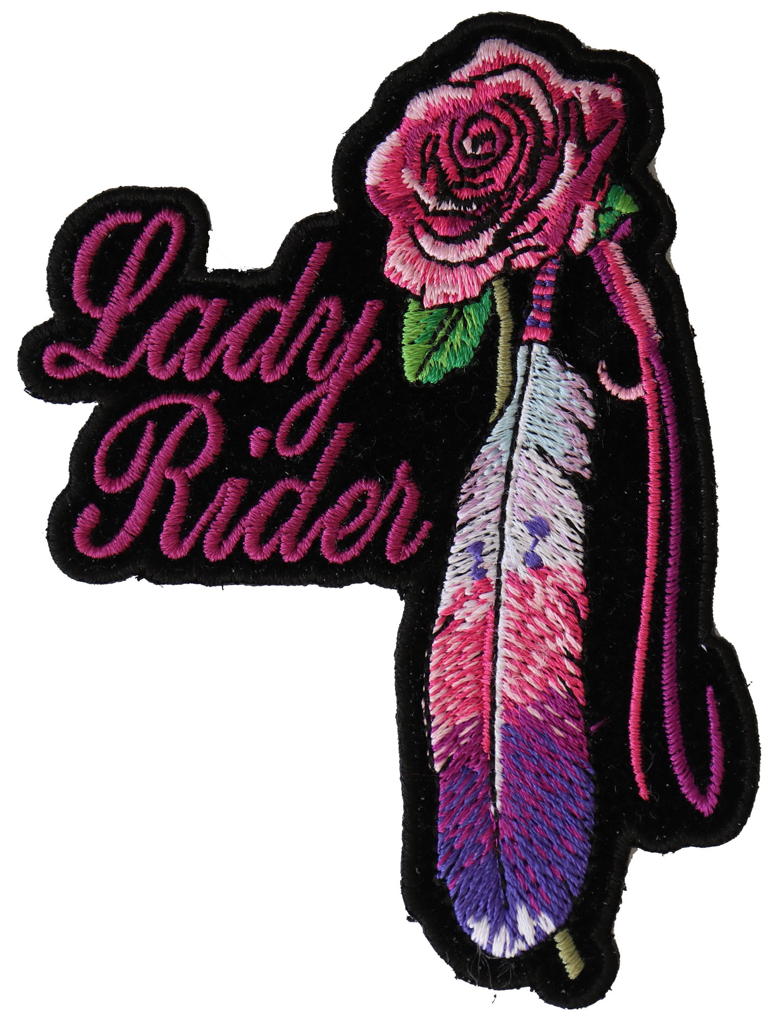Lady Rider With Purple Rose and Feather Vertical Small Patch ...