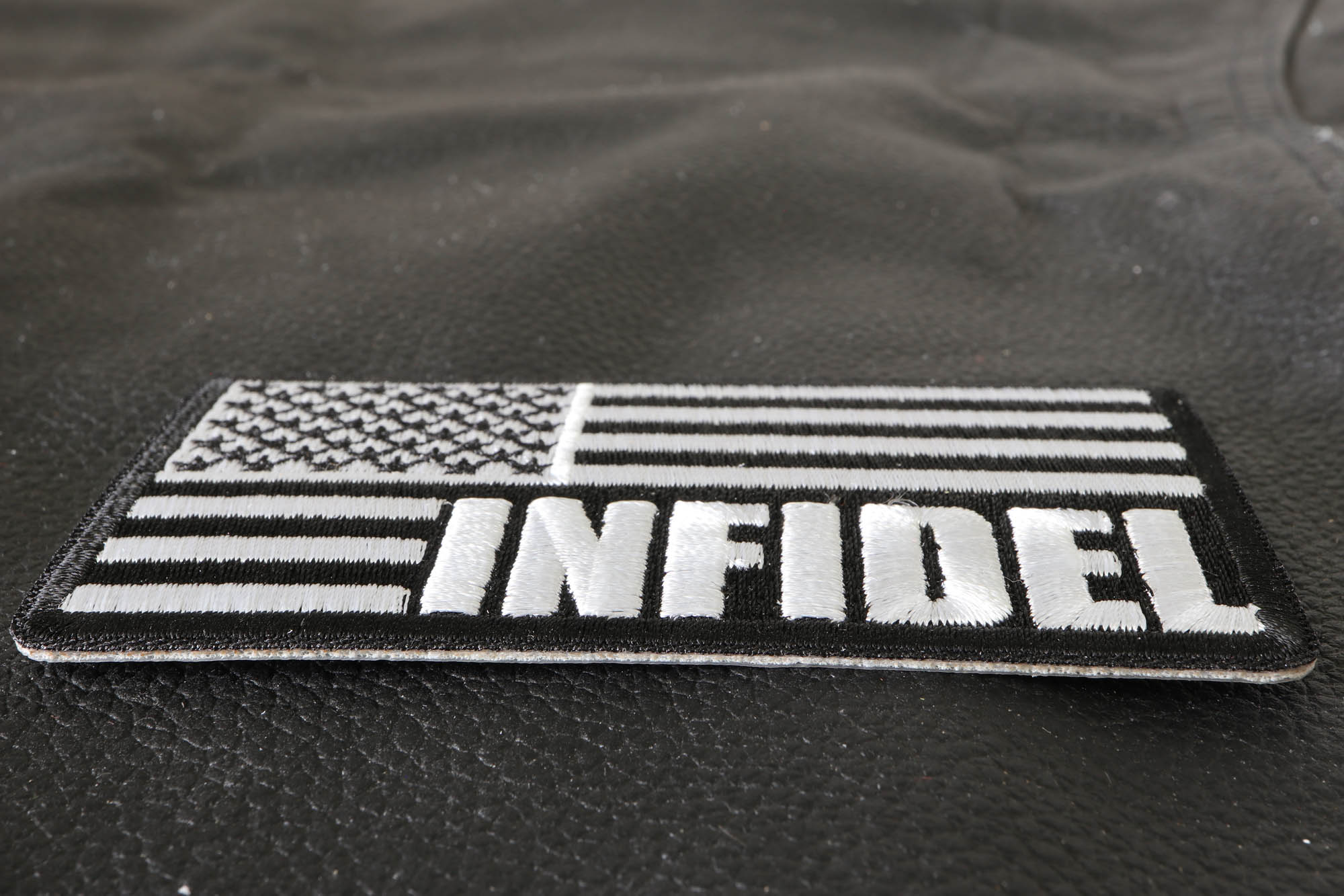 Infidel American Flag Black White Patch | US Military Veteran Patches ...