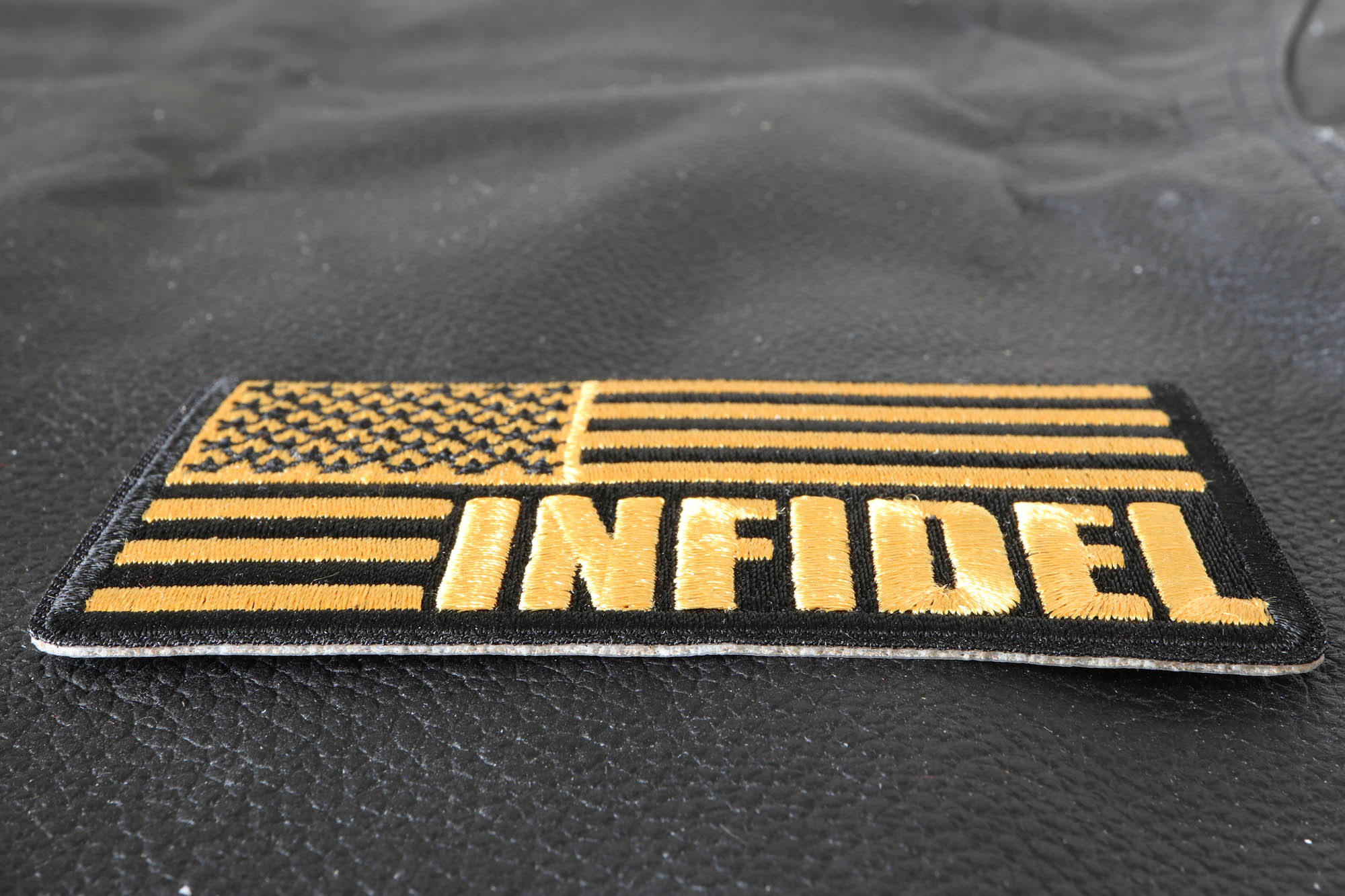 Infidel American Flag Black Yellow Patch | US Military Veteran Patches ...