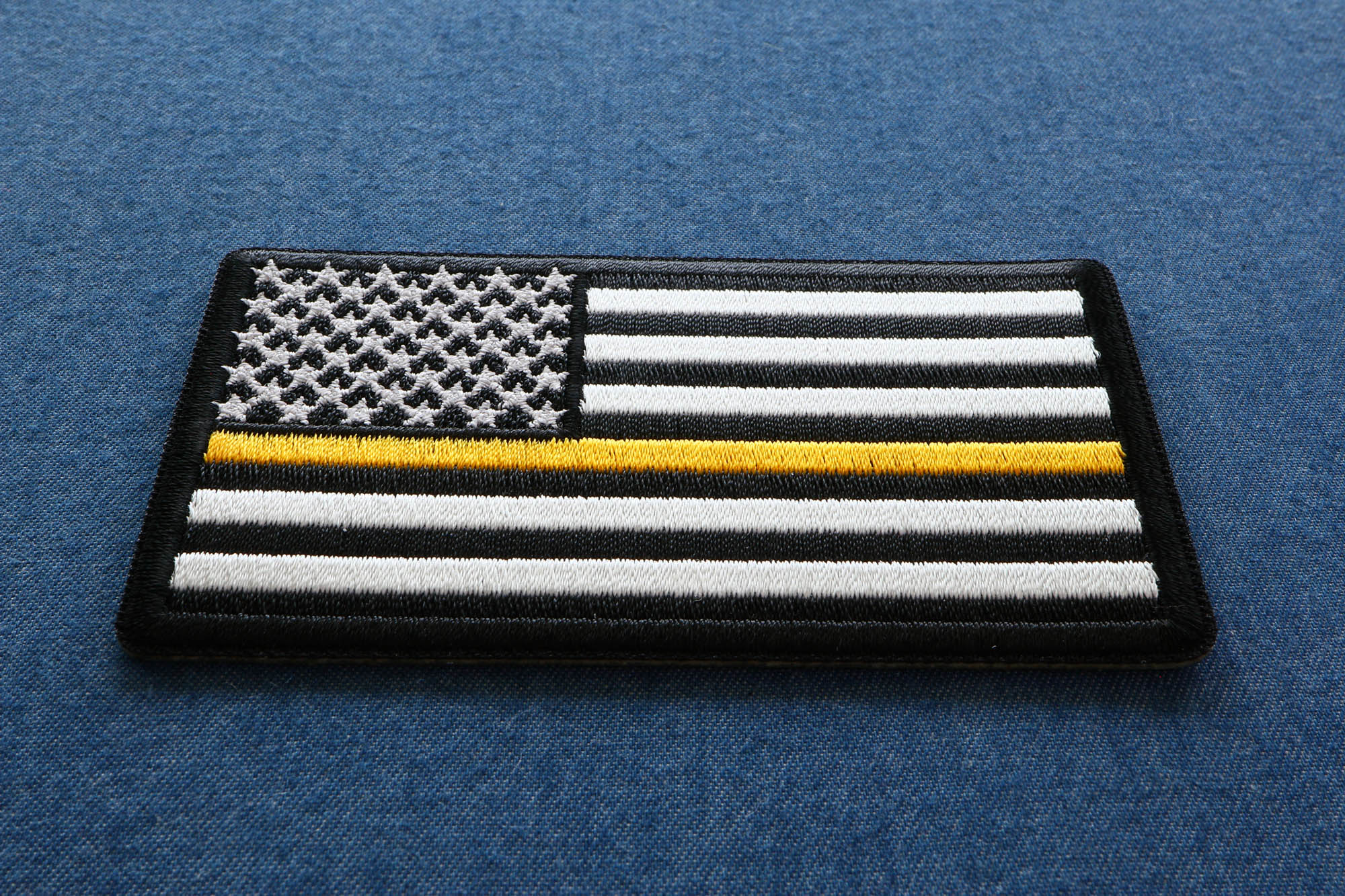 Black & White American Flag with Yellow Stripe Patch by Ivamis Patches