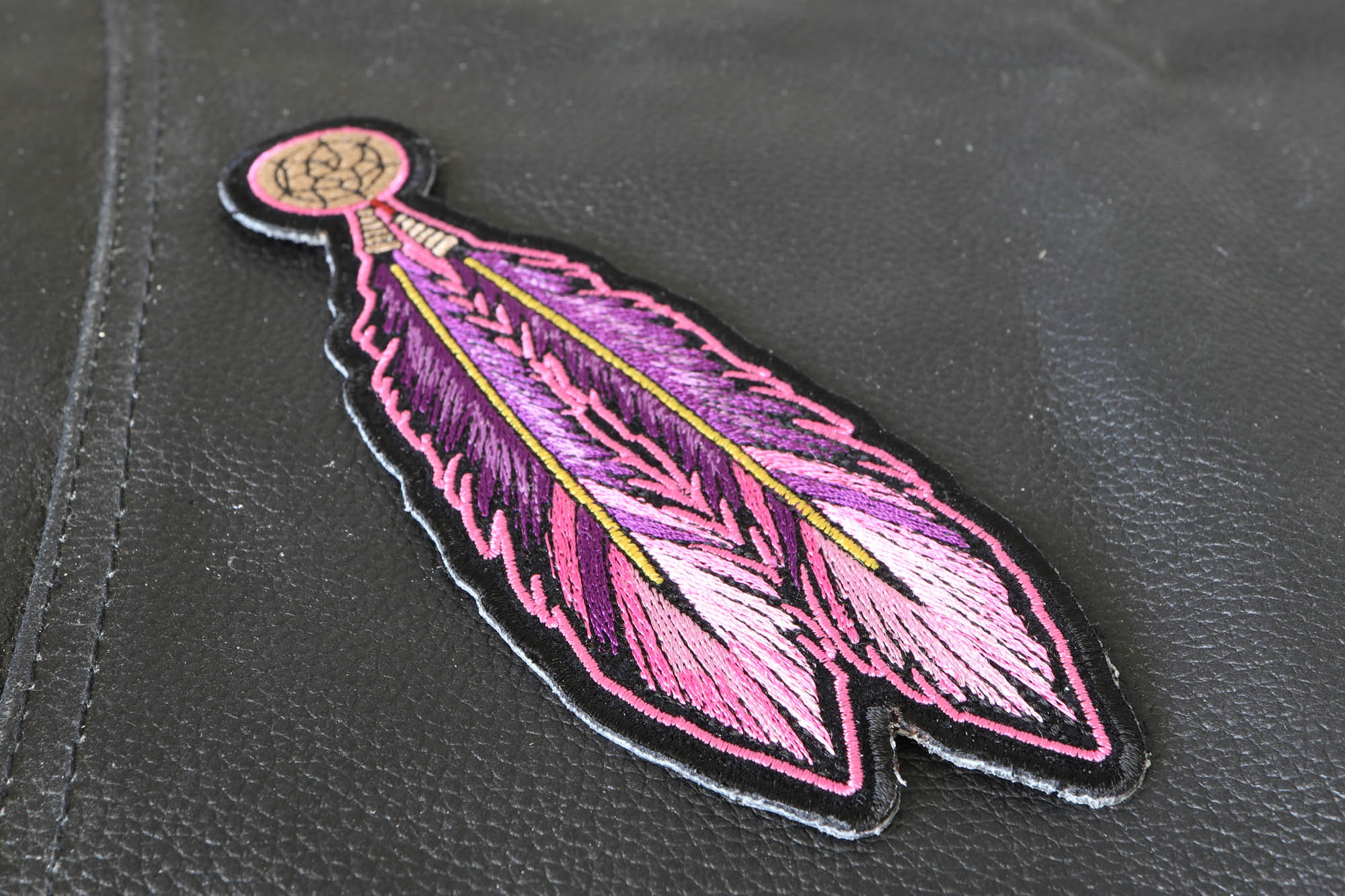 Pink Feather Patch for Sewing or Ironing on to Clothes by Ivamis Patches