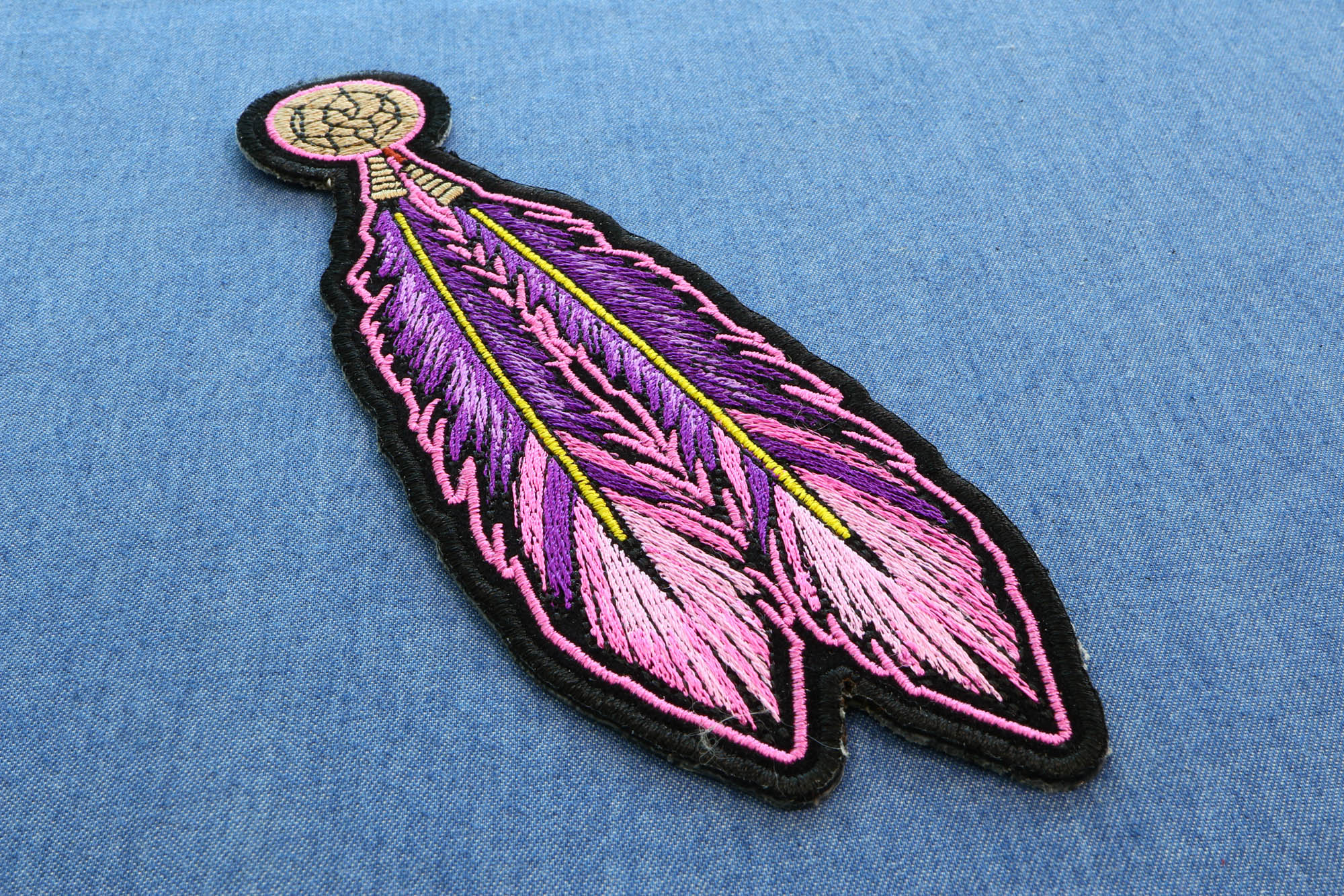 Pink Feather Patch for Sewing or Ironing on to Clothes by Ivamis Patches